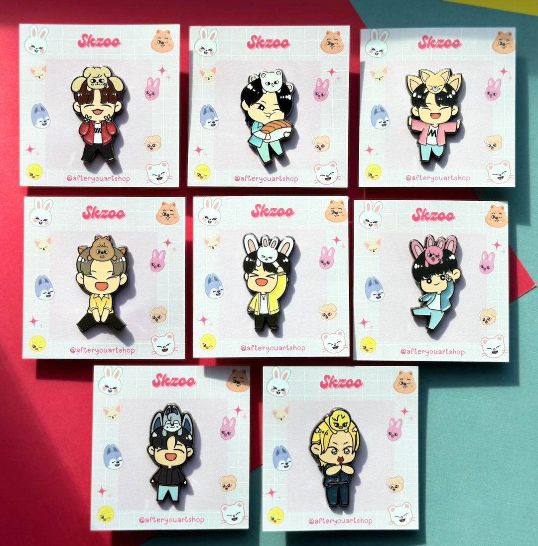 SKZOO Enamel Pins Stray Kids Chibi Pins KPOP Merch Bias Pack Bag Decor, Wolf Chan Han Bbokari ...