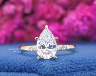 Tear Drop Solitaire Ring - Etsy