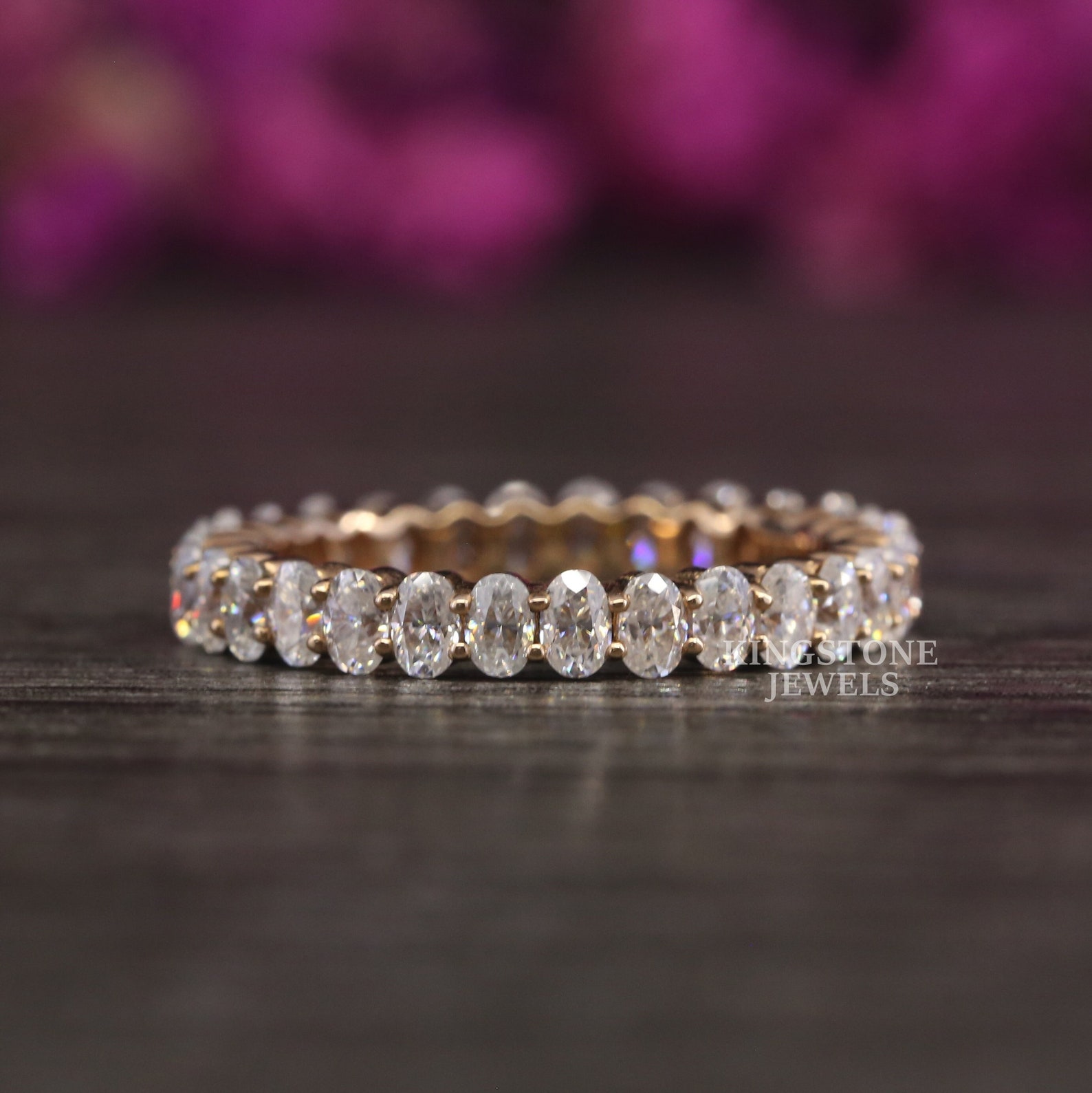 Unique Oval Moissanite Wedding Band Solid Gold Oval Wedding - Etsy