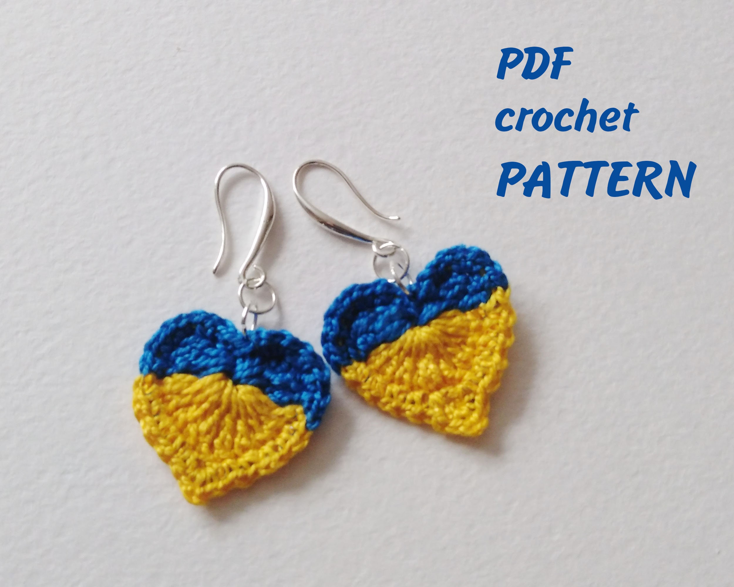 Crochet Earings Pattern Ukraine Flag Blue and Yellow Ukrainian Heart ...