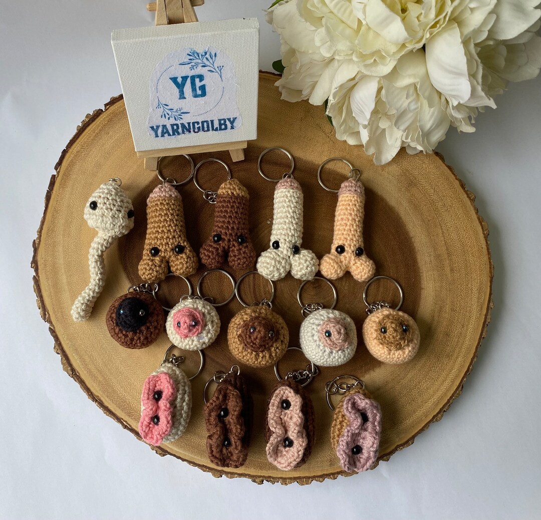 Crochet 18 Key Rings Sperm, Penis, Boob & Labia - Etsy