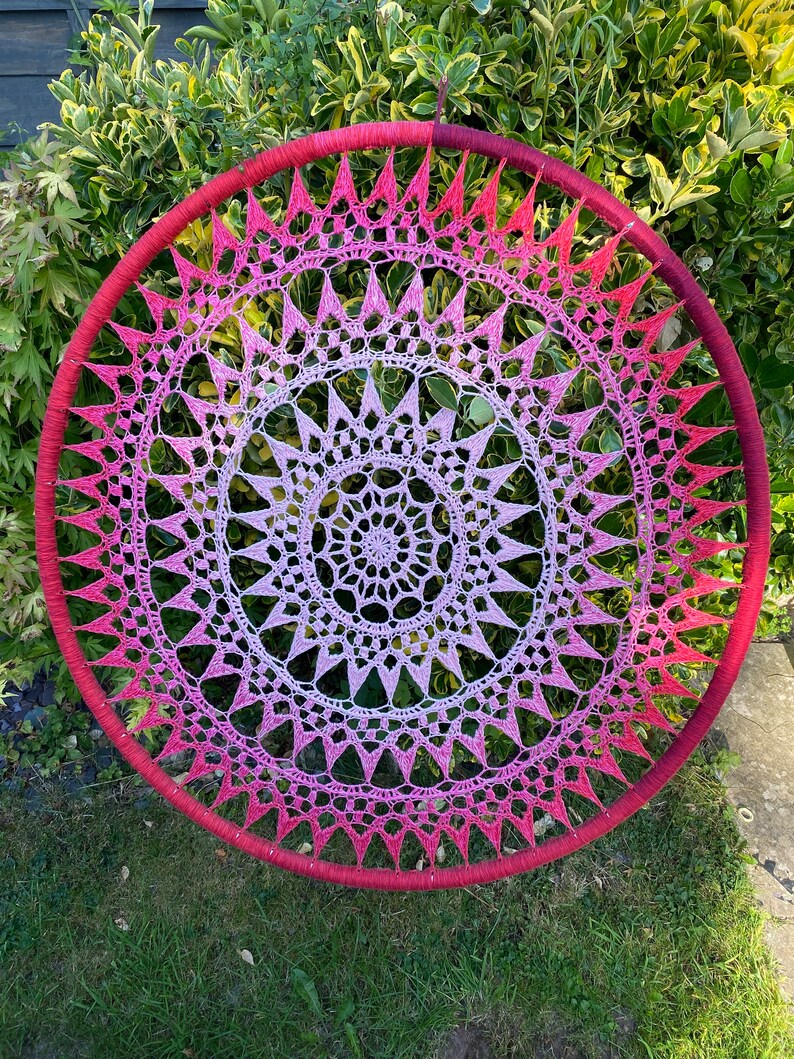 Large Crochet Mandala, Hoop Included Ready to Hang! - Etsy