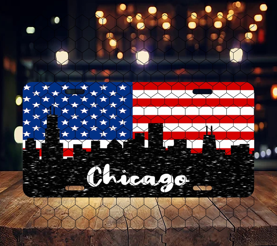 Chicago Skyline License Plate Sublimation PNG Design - Etsy