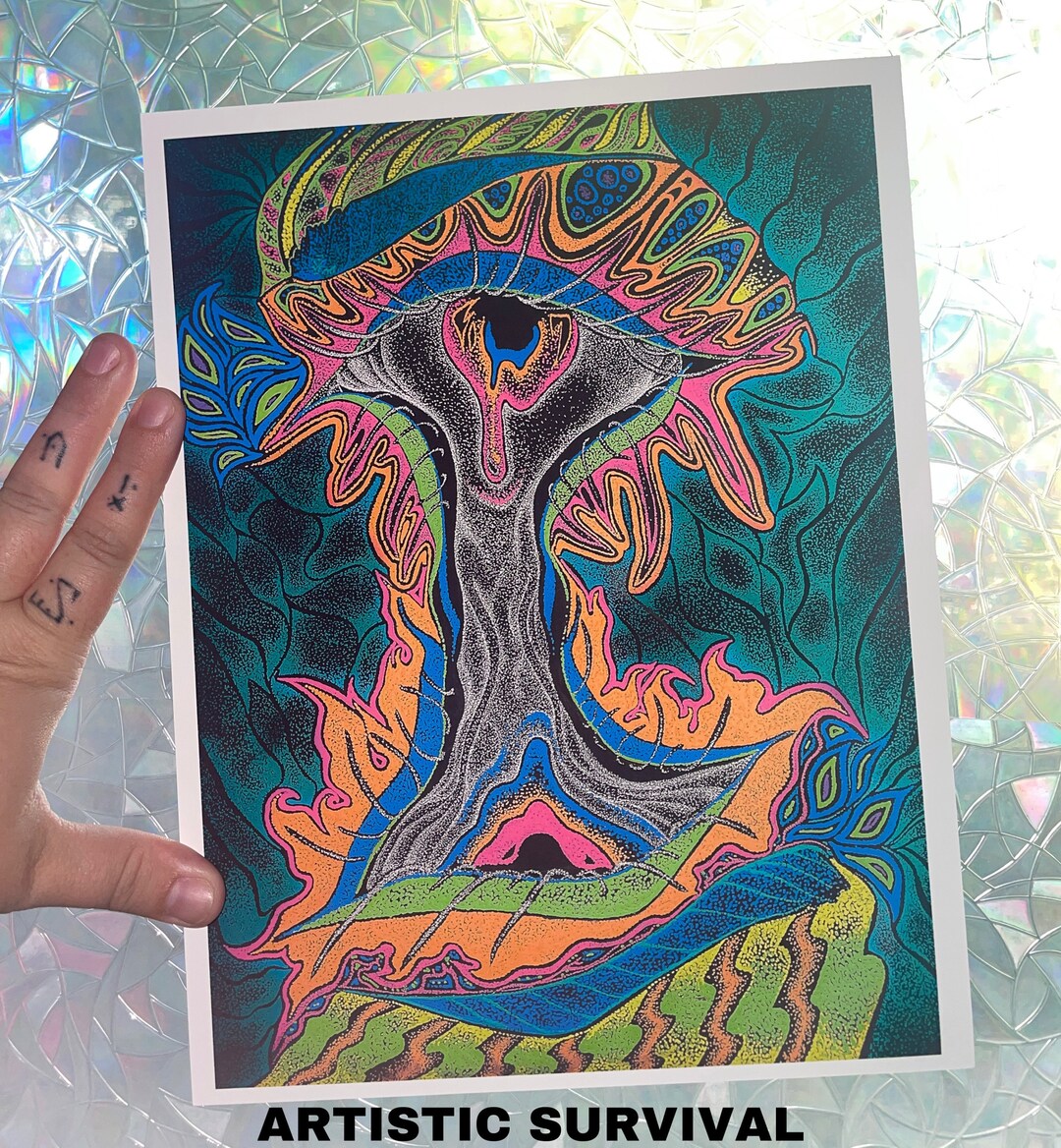 Neon Art Print Gift, Eclectic Home Decor, Hippy Wall Art, Colorful Gift ...