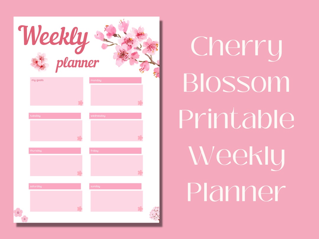 A4 Cherry Blossom Digital and Printable Weekly Planner, Japanese Sakura ...
