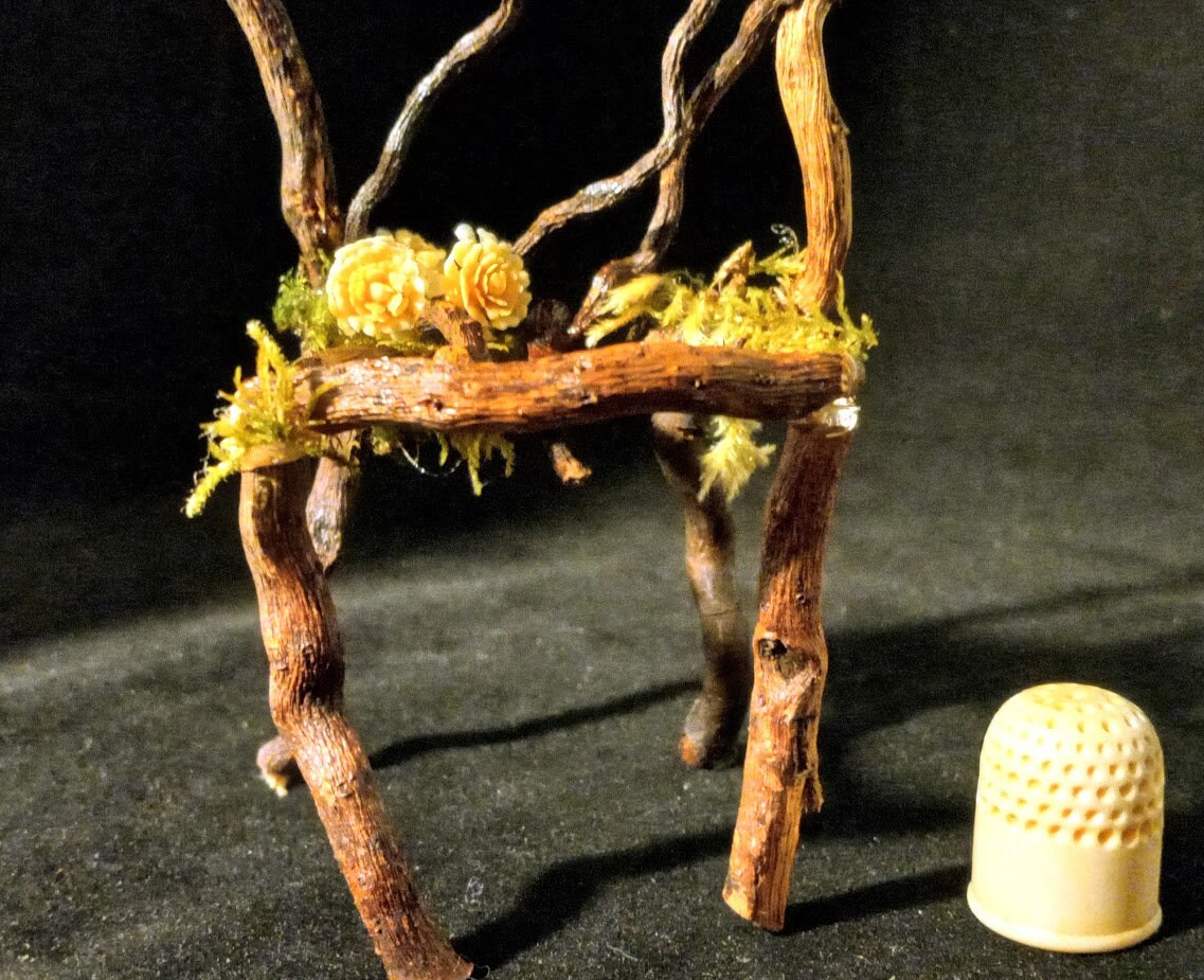 Twiggy Tangled Root Faery Chair With Tiny Rosettes and Leaves - Etsy