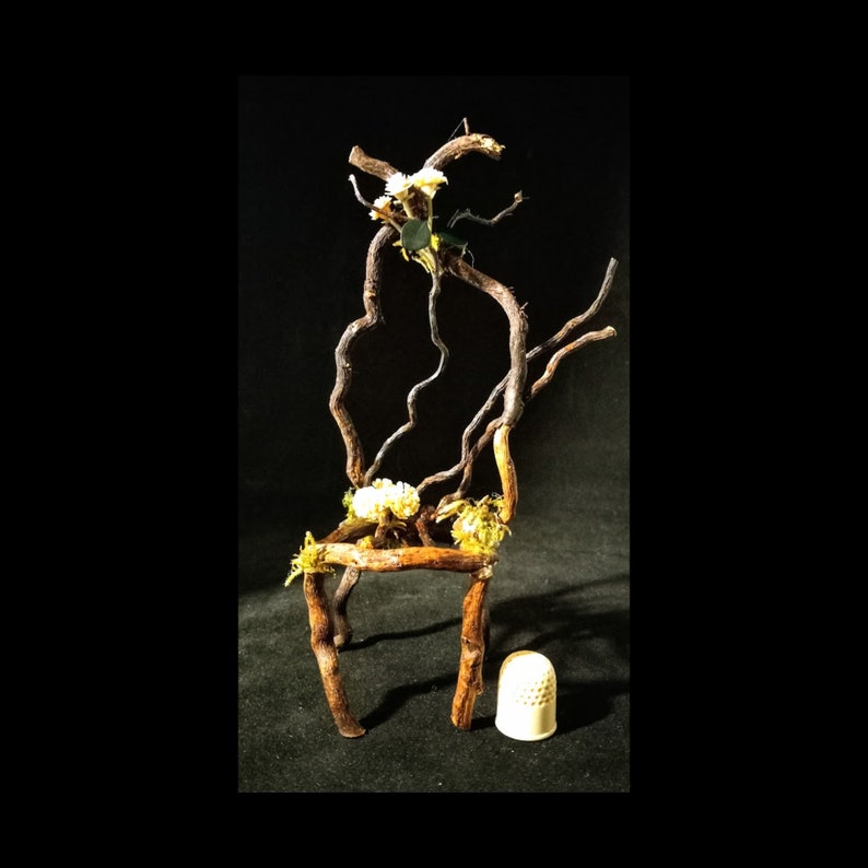 Twiggy Tangled Root Faery Chair With Tiny Rosettes and Leaves, Gnome ...
