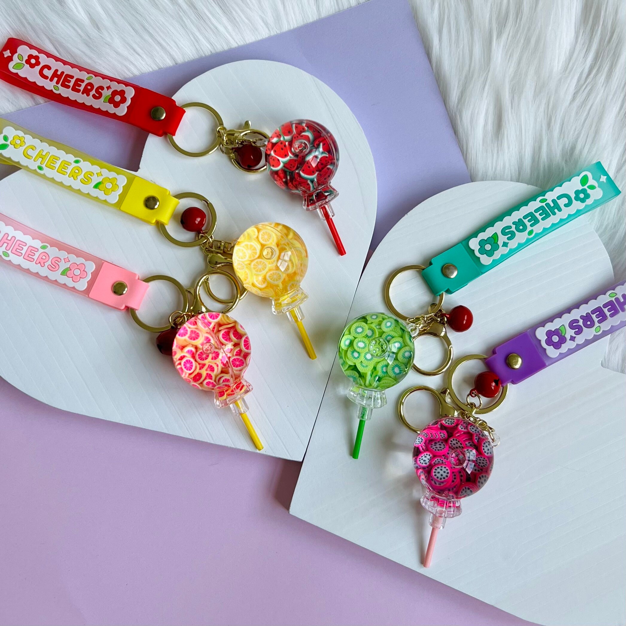 Fruit Lollipop Keychain, Candy Accessory, Key Ring Holder, Fruit Charm ...