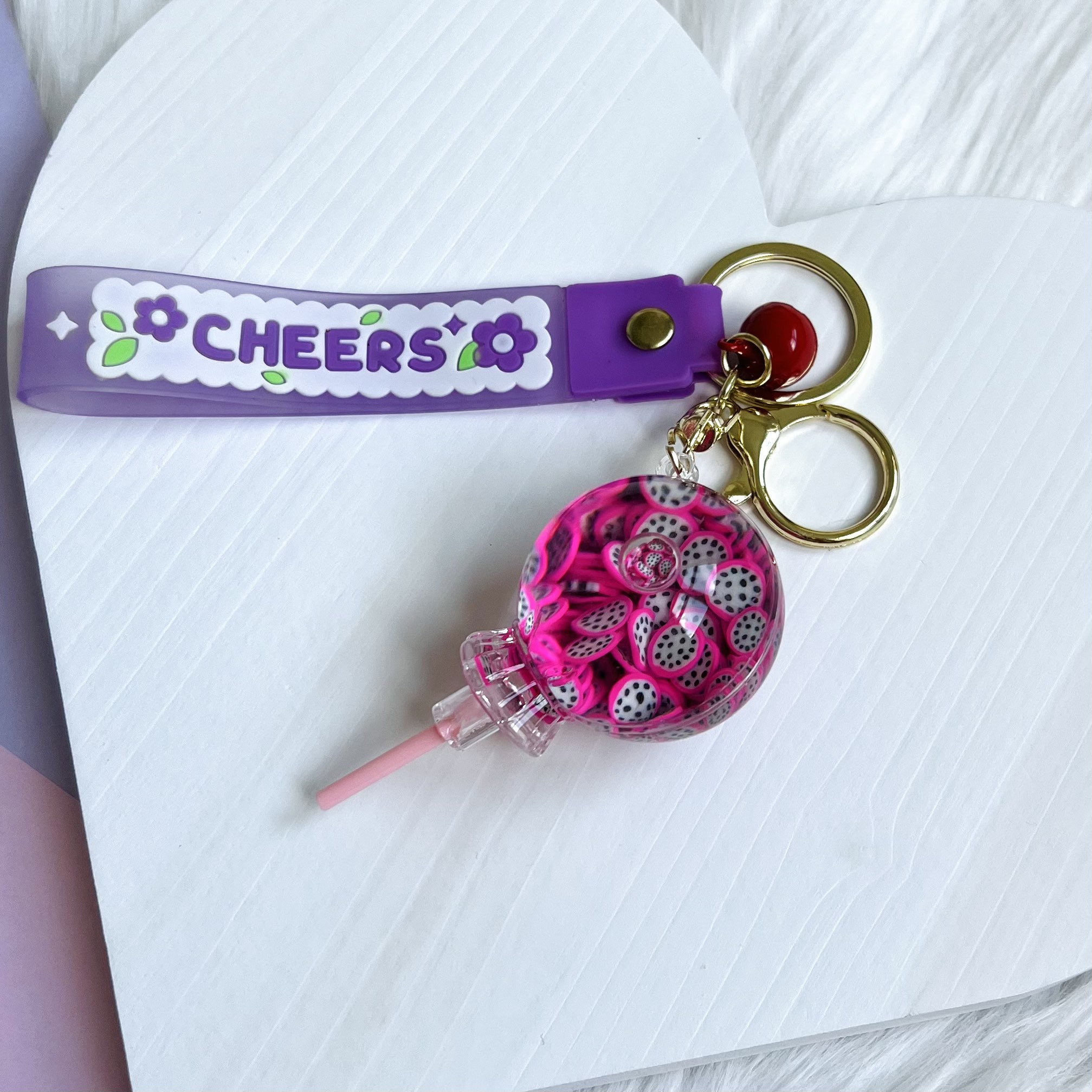 Fruit Lollipop Keychain, Candy Accessory, Key Ring Holder, Fruit Charm ...