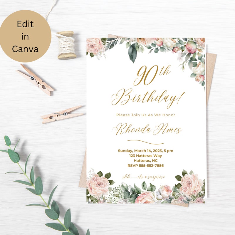 90th Birthday Invitation - Etsy
