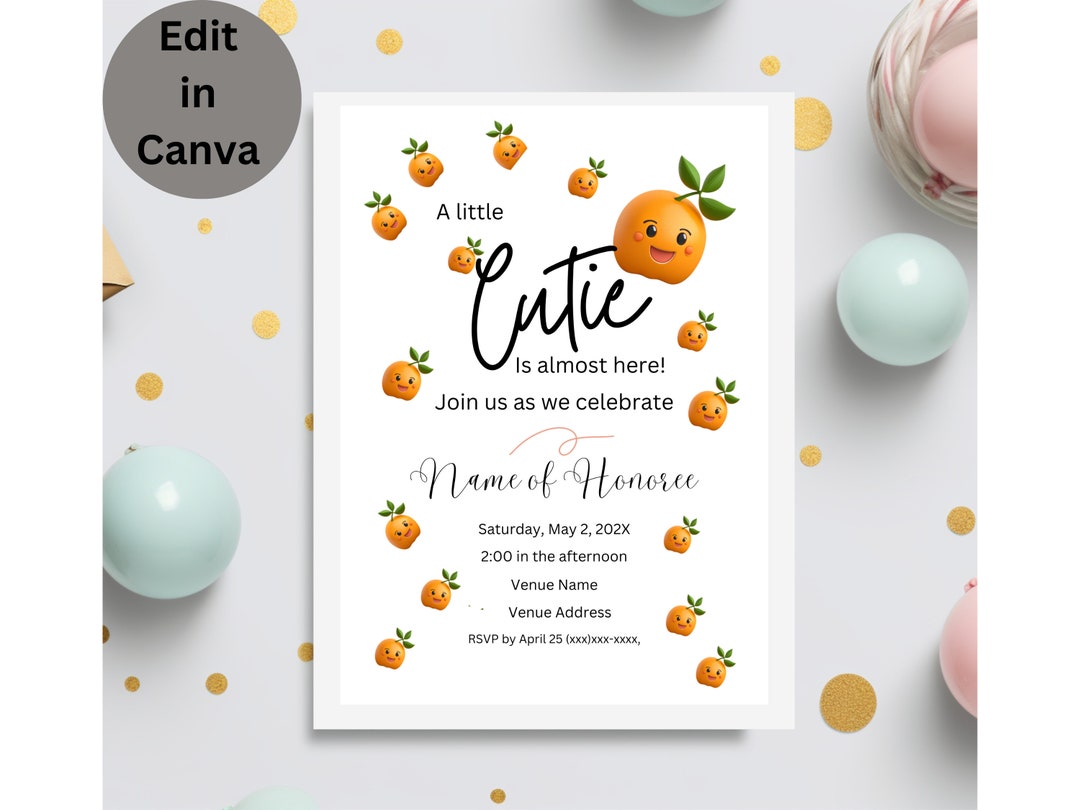 Orange Baby Shower Invitation, Orange Invite, Orange E-vite, Summer ...