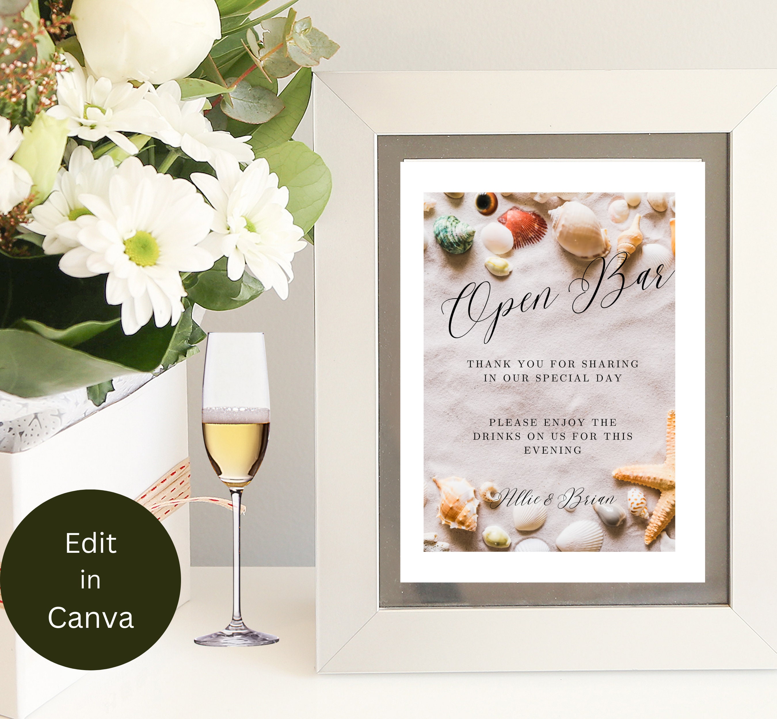 Beach Wedding Buffet Sign, Food Label, Wedding Reception Sign, Buffet ...