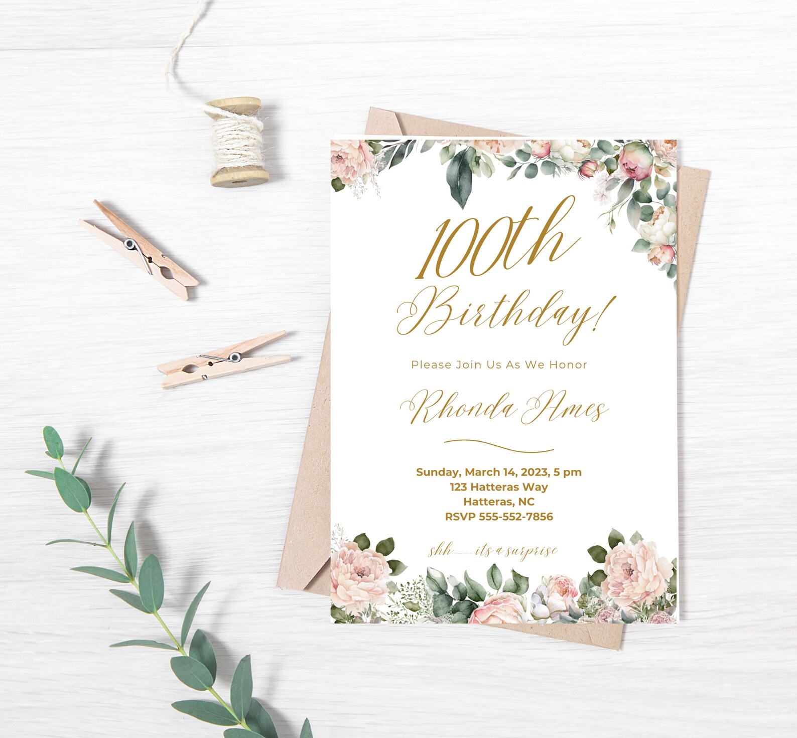 100th Birthday Invitation, Any Age Birthday Invitation, Women's ...