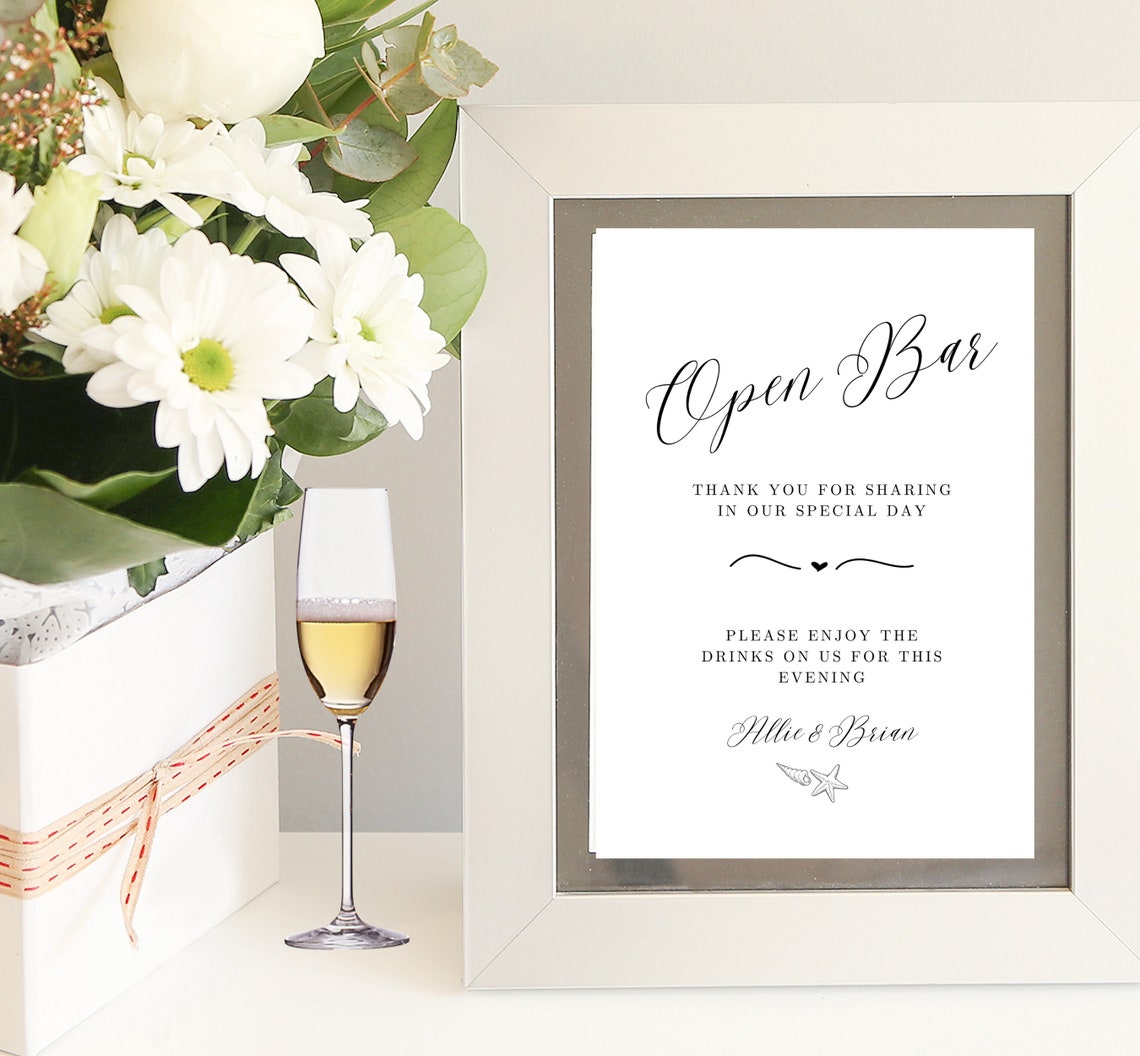 Beach Wedding Buffet Sign, Food Label, Wedding Reception Sign, Buffet ...