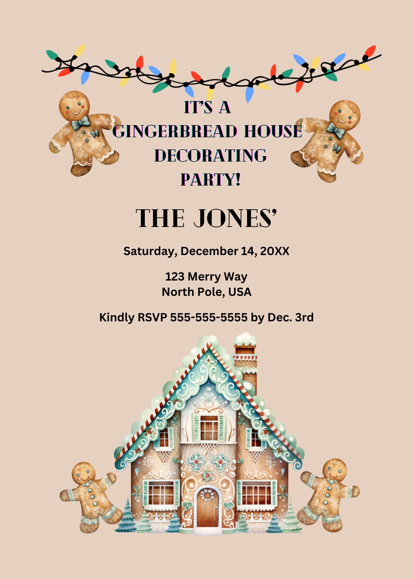 Gingerbread House Invitation, Cookie Exchange Invitation, Instant ...