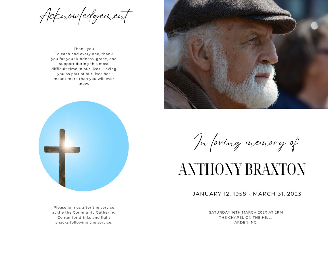 Celebration of Life Printable, Church Program Printable, Editable ...