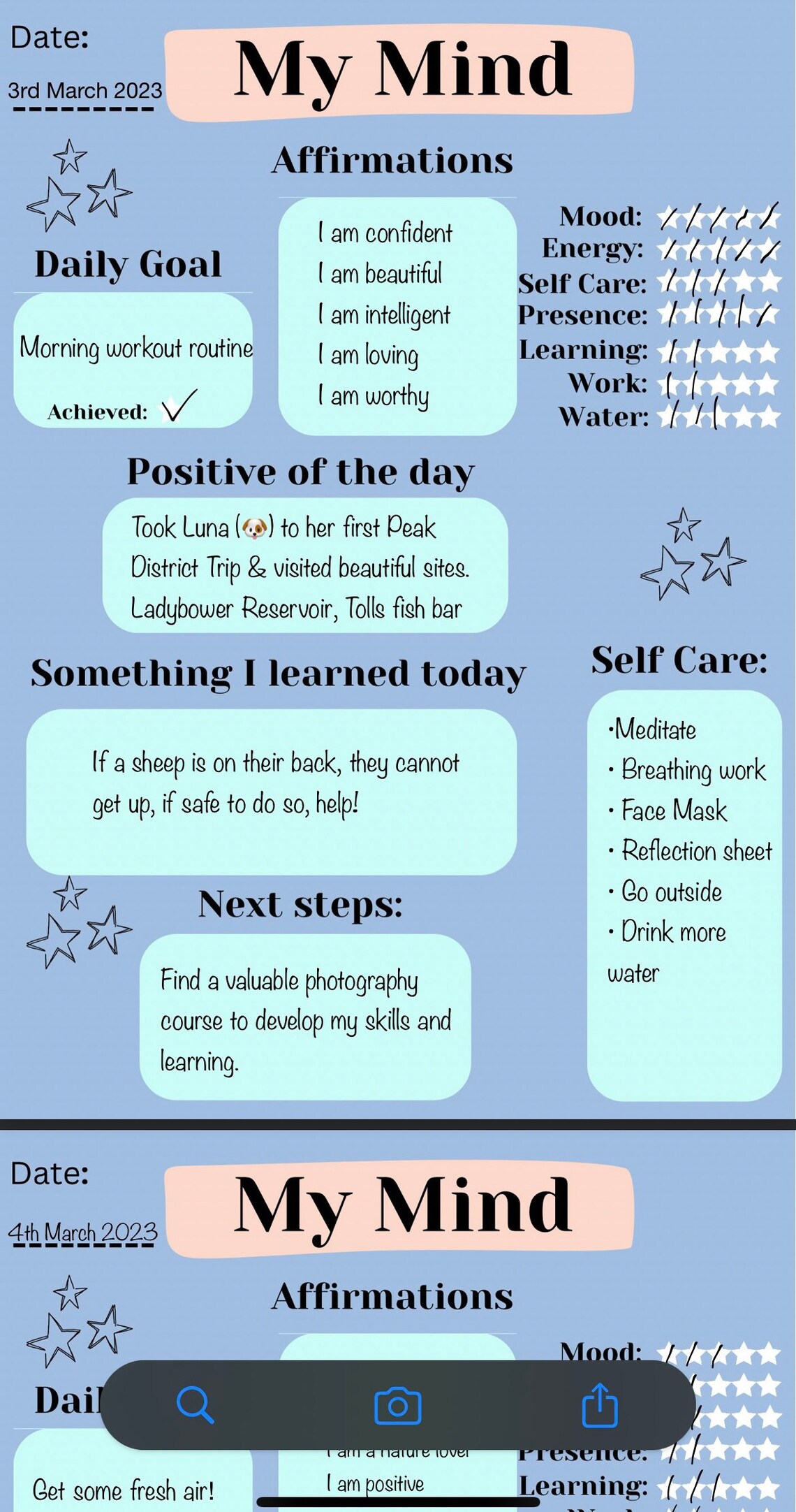 My Mind - Self Care, Reflection, Self Love, Being Present Digital Sheet ...