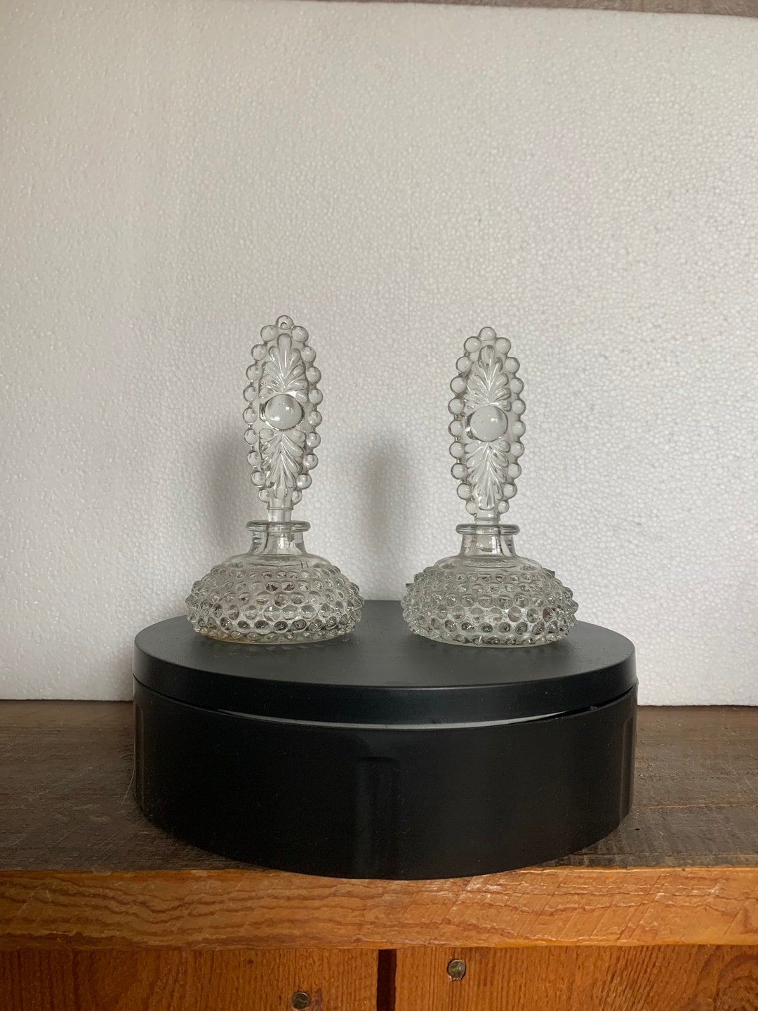 Vintage Hobnail Glass Perfume Vanity Set 2 Ornate Clear Art - Etsy