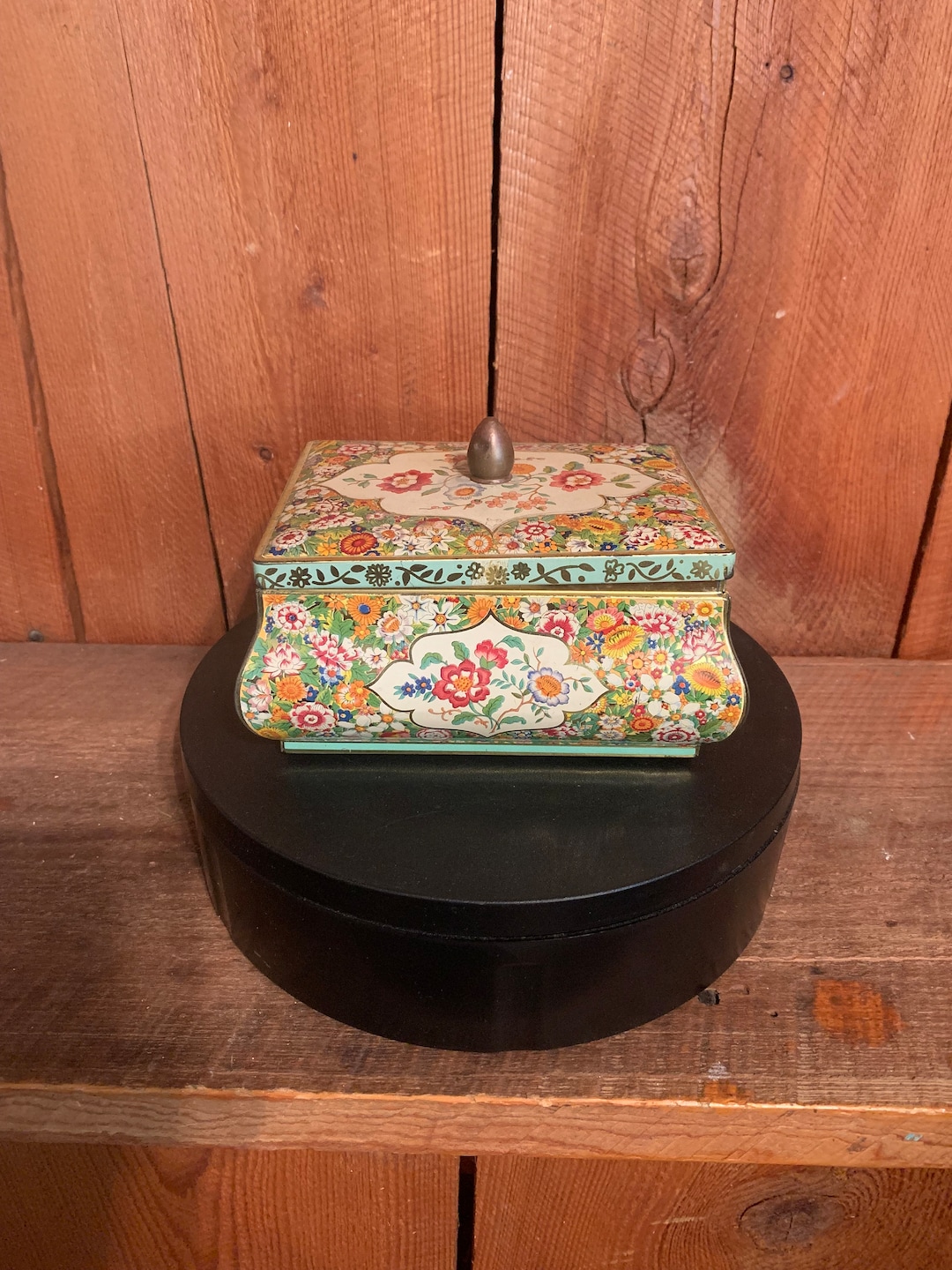 Vintage Holland Made Ornate Floral Painted Lidded Tin Box | Old Stamped ...