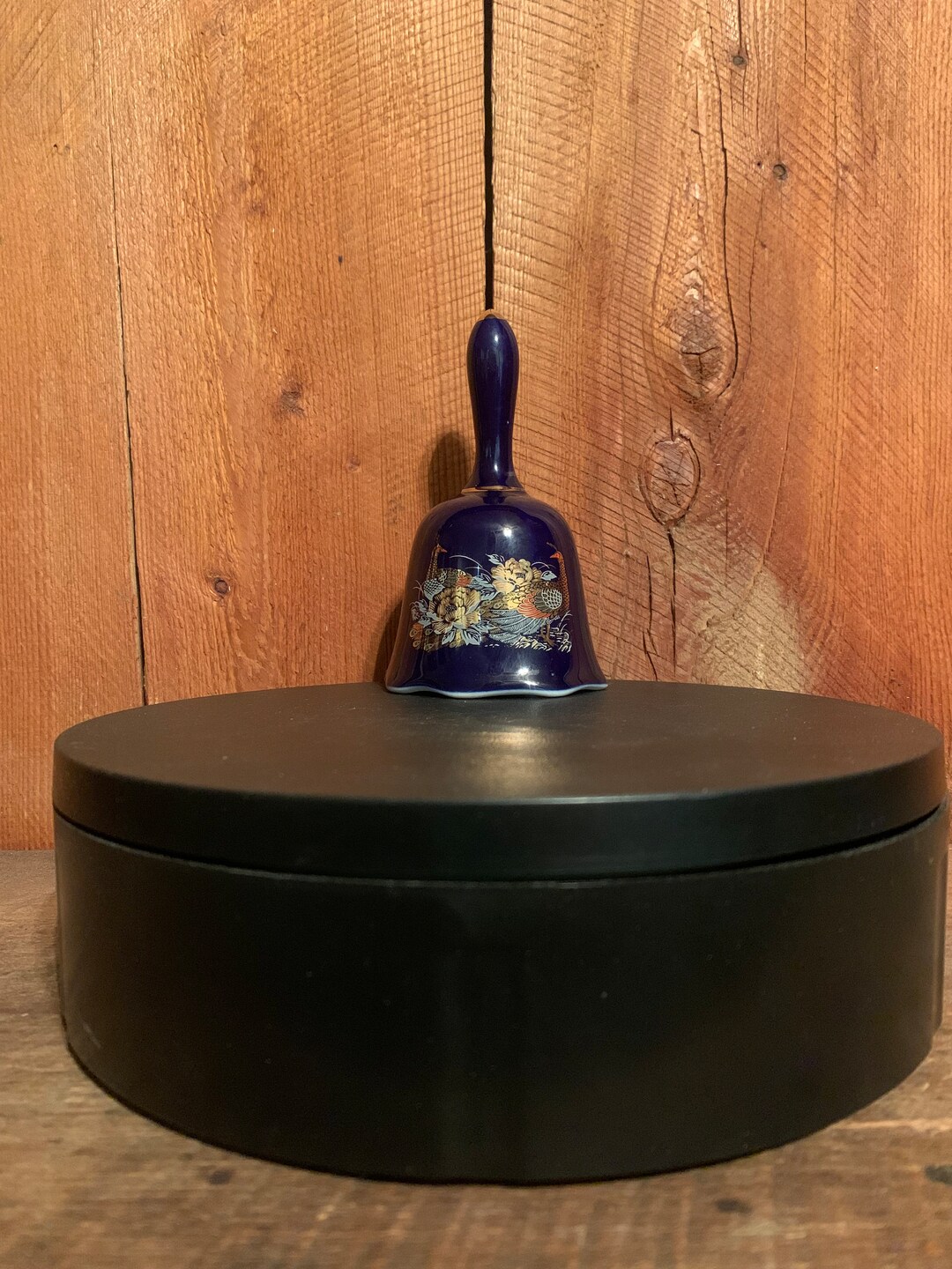 Vintage Porcelain Cobalt Blue Bell With 2 Pheasants and Gold Trim ...