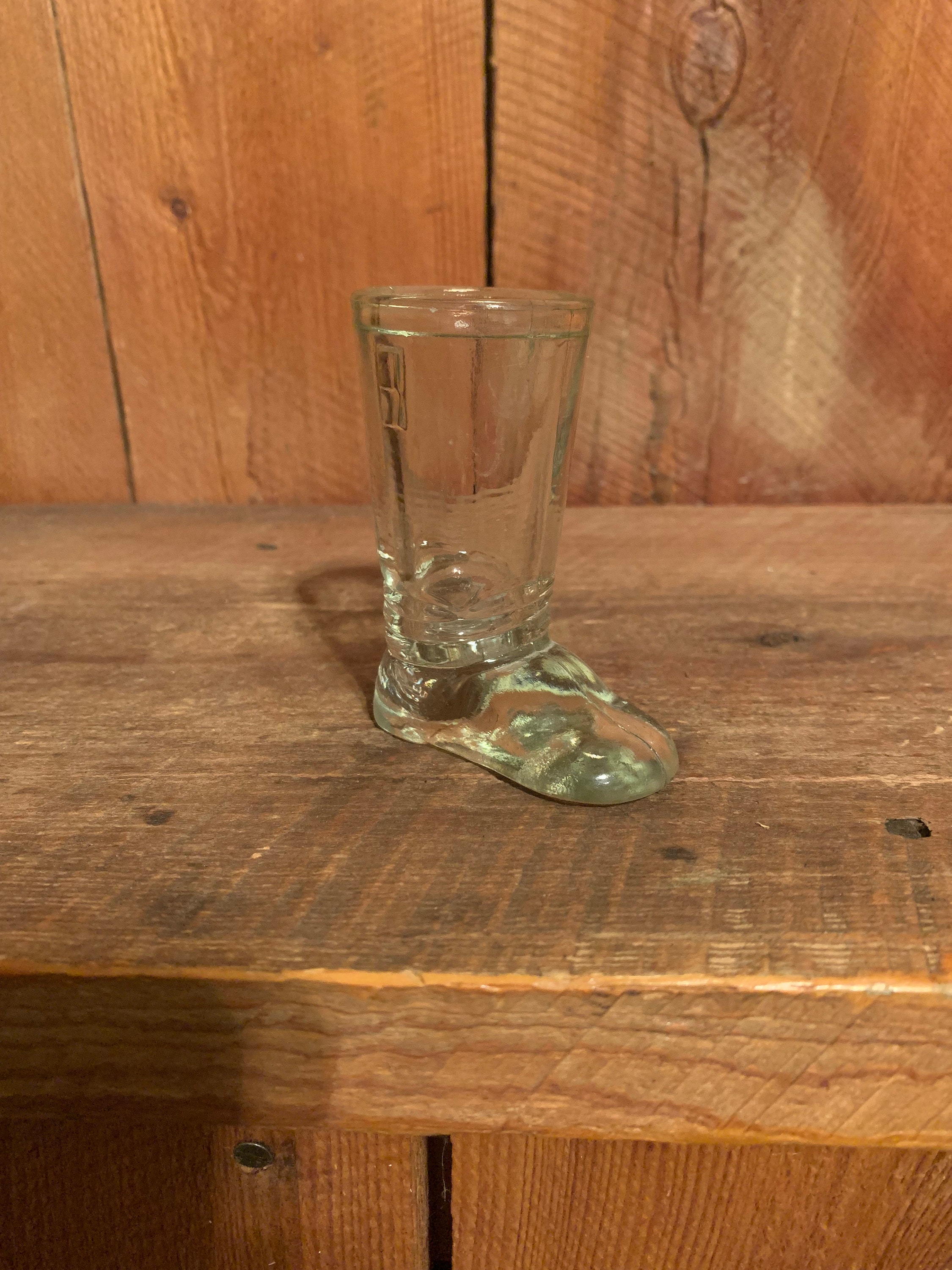 Vintage Small Clear Glass Boot Holds One Ounce of Liquid Unique Shot ...