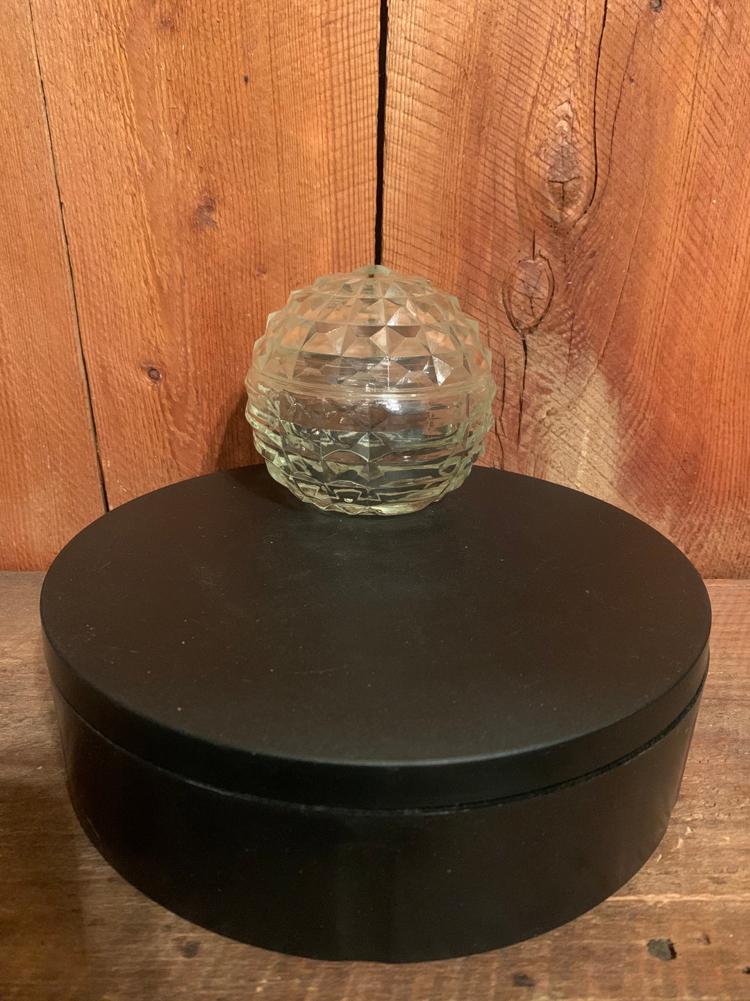 Vintage Clear Cut Glass Covered Bowl | 1950s | Mid Century Covered ...