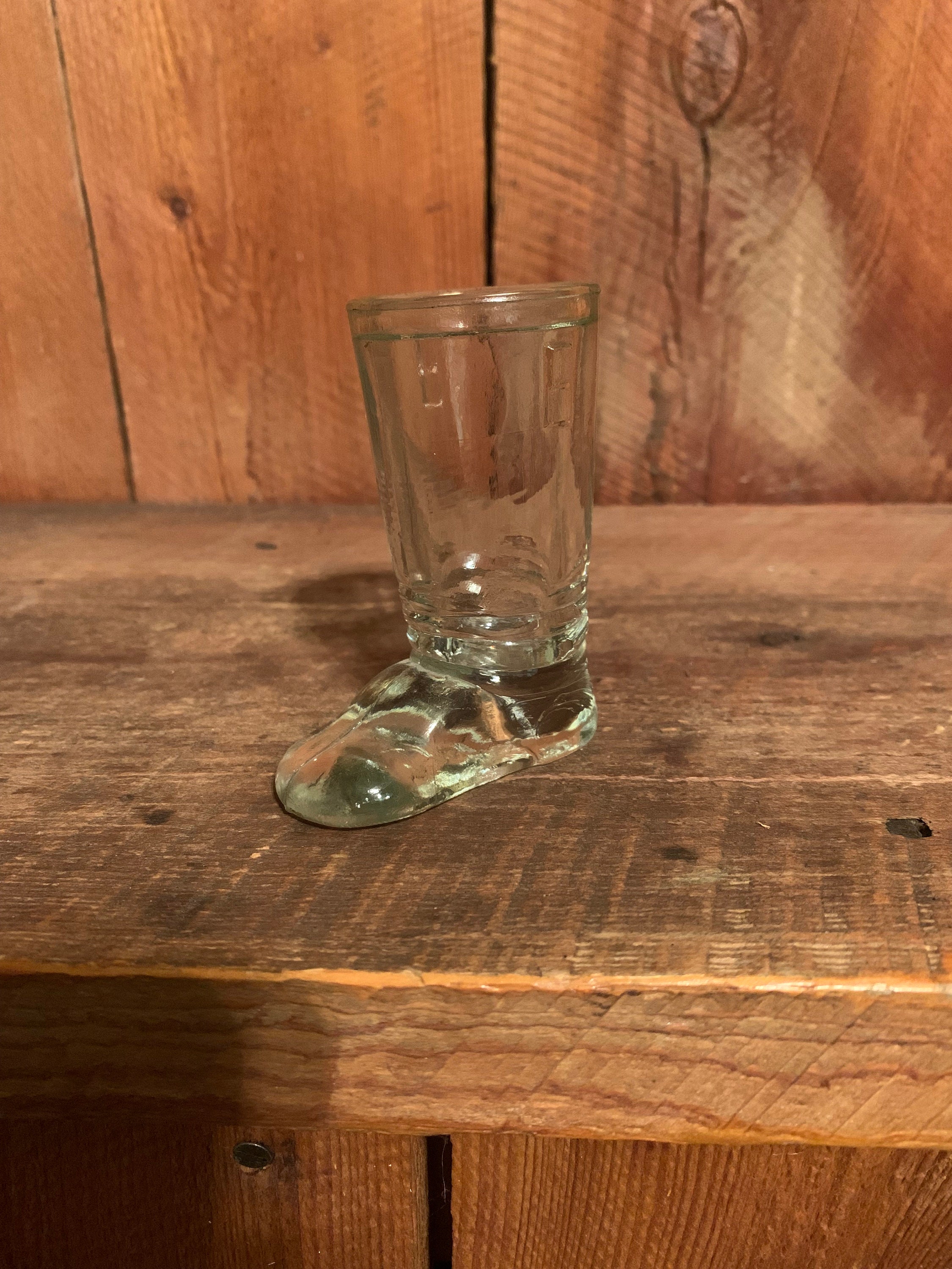 Vintage Small Clear Glass Boot Holds One Ounce of Liquid Unique Shot ...