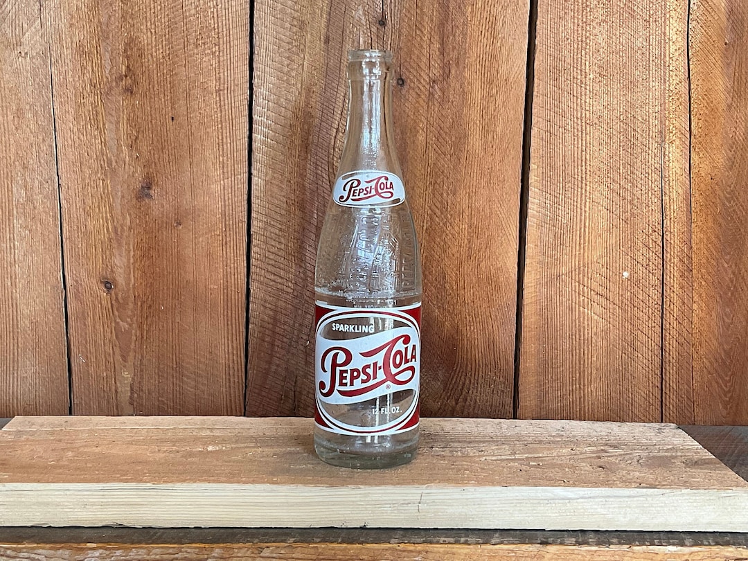 Vintage 1959 Pepsi Cola Glass Bottle | Mid Century Clear Soda Bottle ...