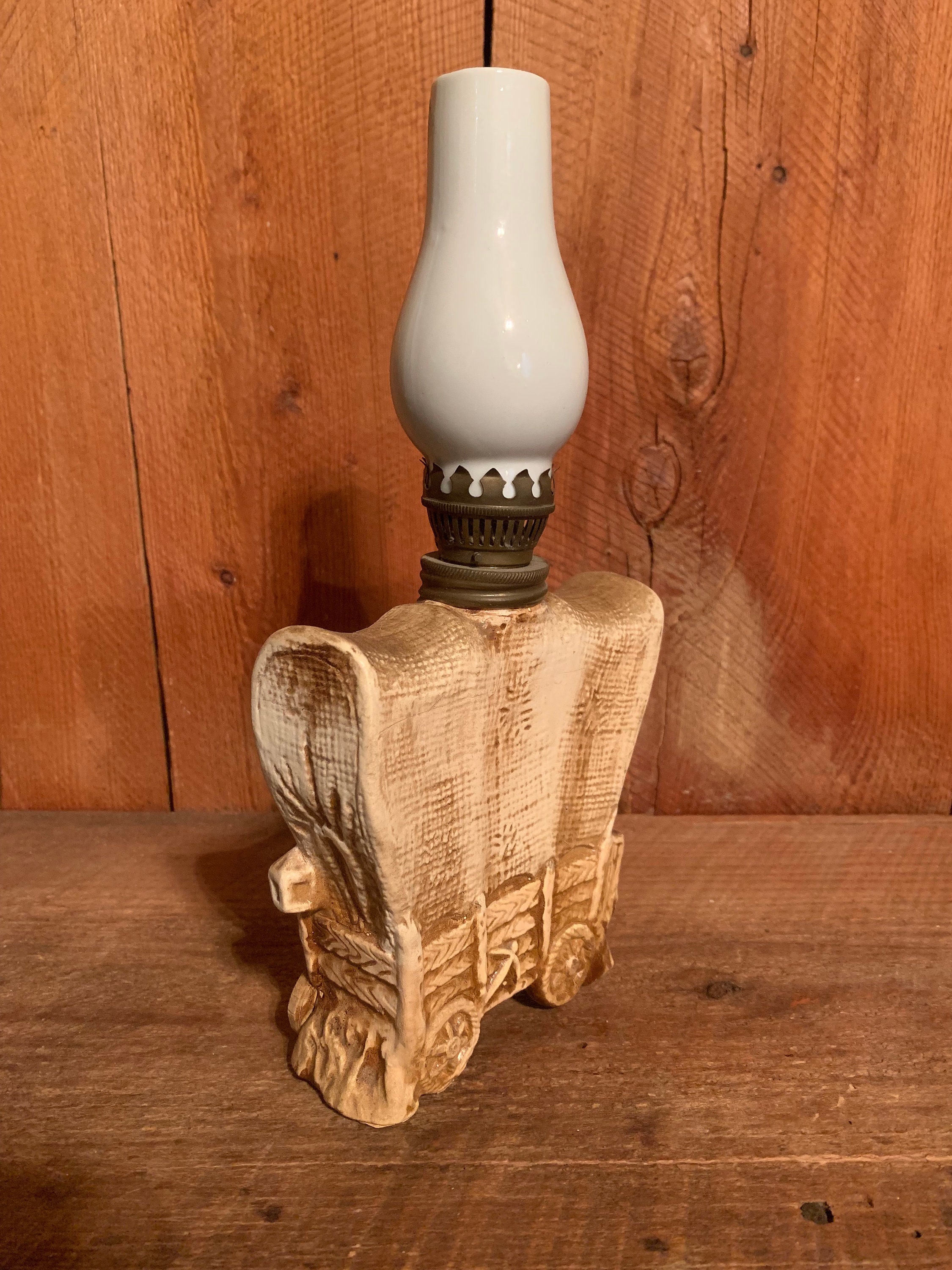 Mini Covered Wagon Oil Lamp | Rustic Old Covered Wagon Kerosene Lamp ...