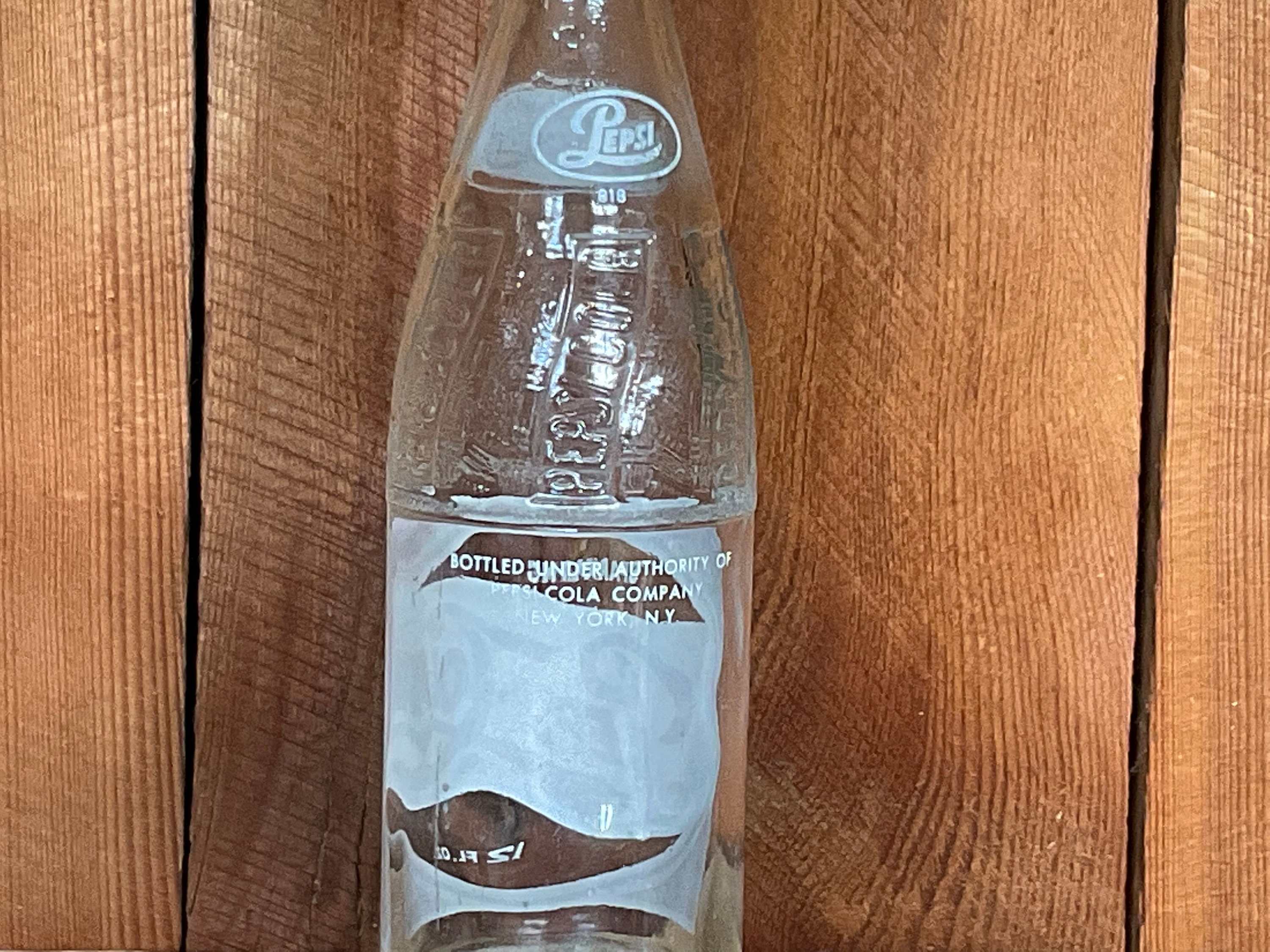 Vintage 1959 Pepsi Cola Glass Bottle | Mid Century Clear Soda Bottle ...