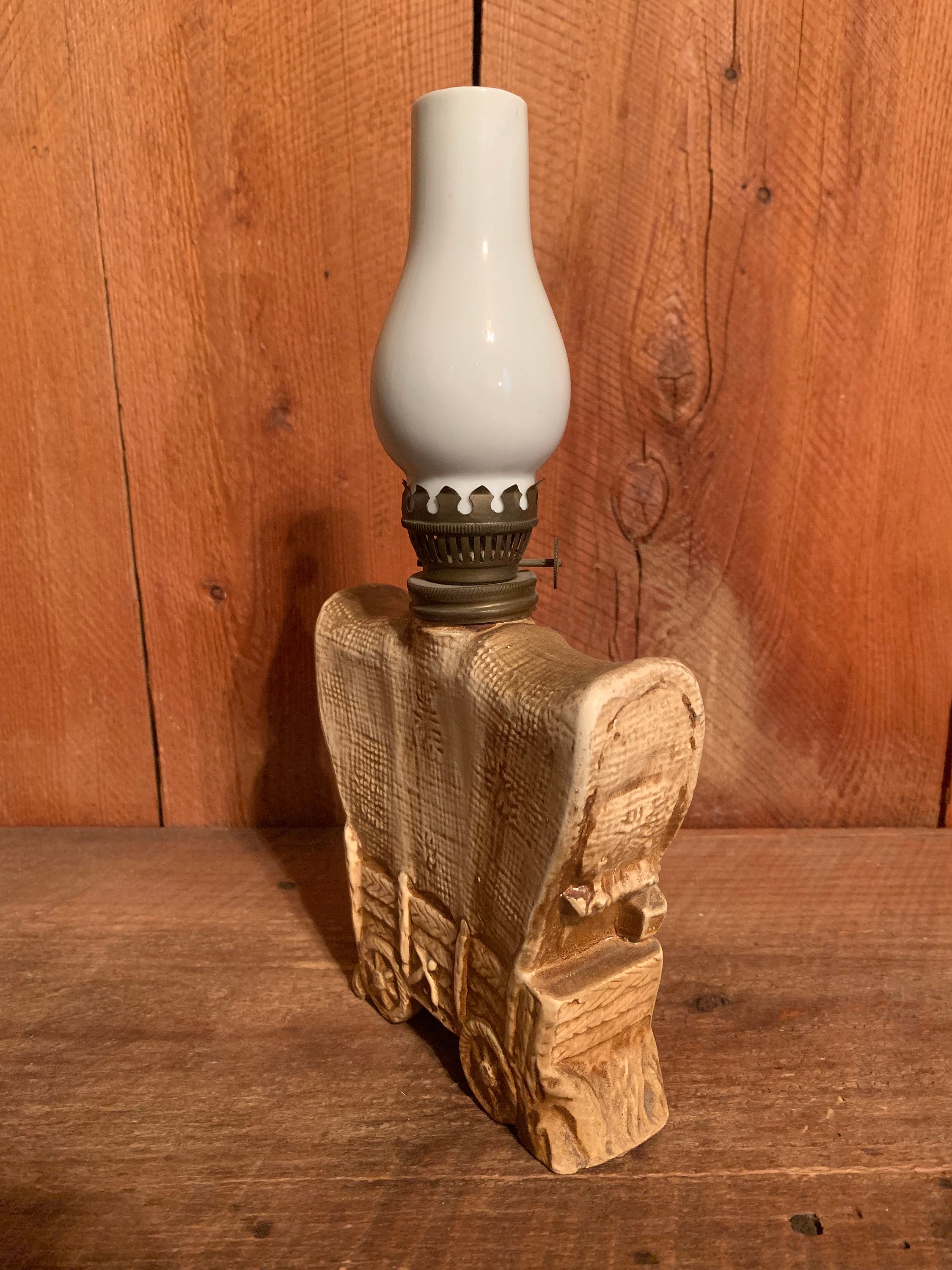Mini Covered Wagon Oil Lamp | Rustic Old Covered Wagon Kerosene Lamp ...