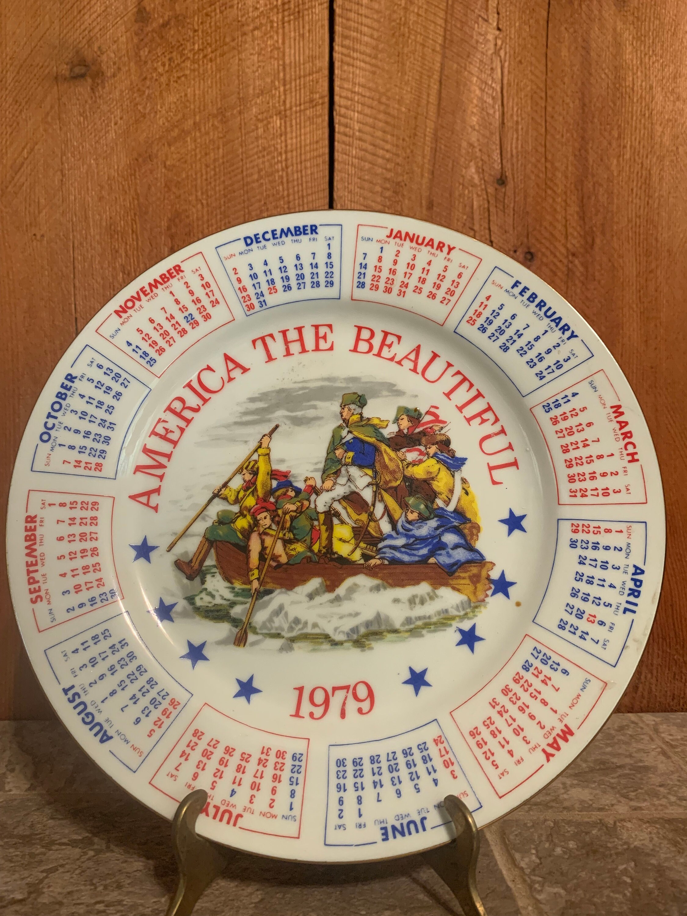 Vintage 1979 America the Beautiful Calendar Plate White Glass Plate ...