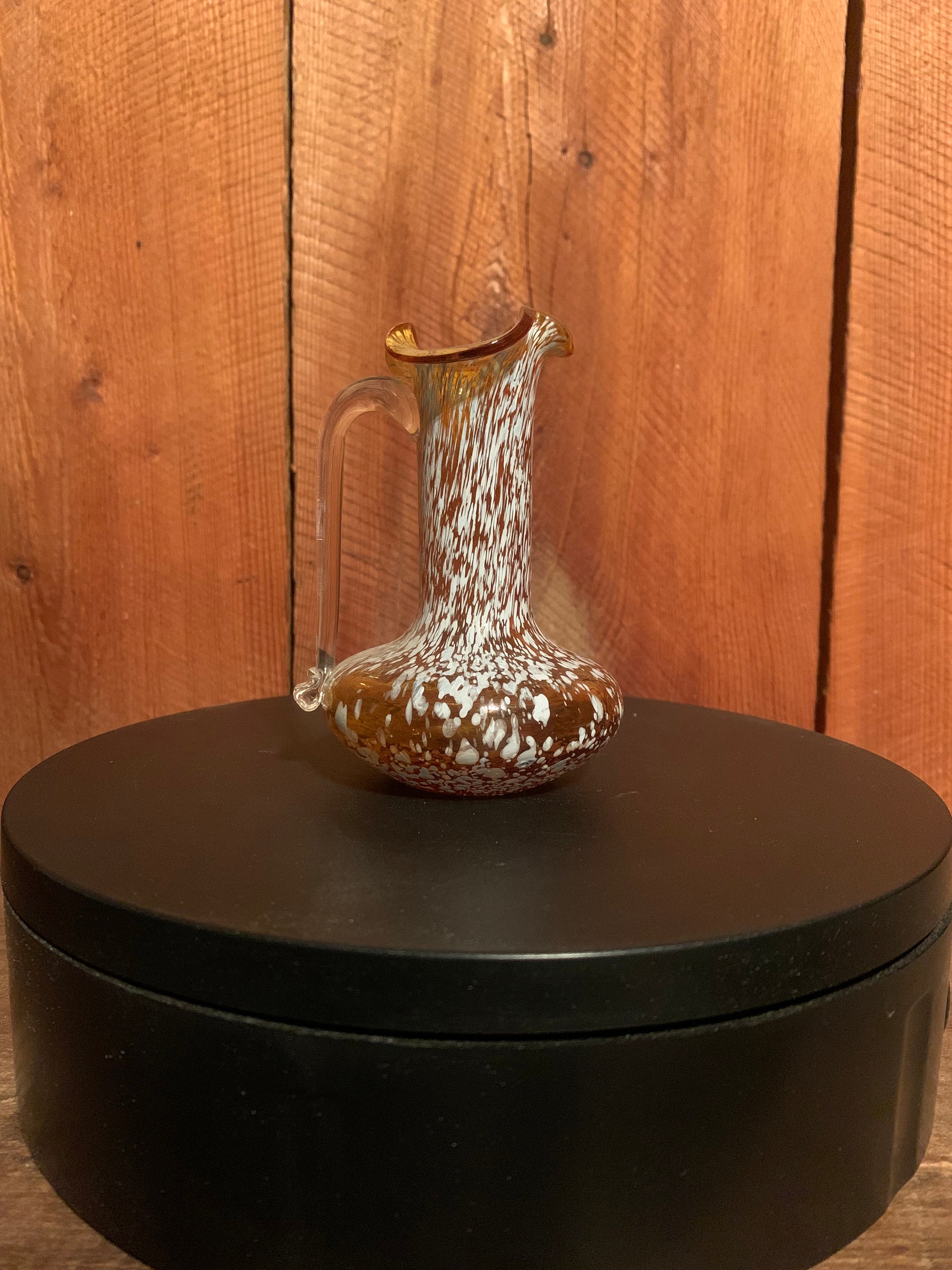 Vintage Mid Century Hand Blown Amber Pilgrim Glass Small Pitcher With ...