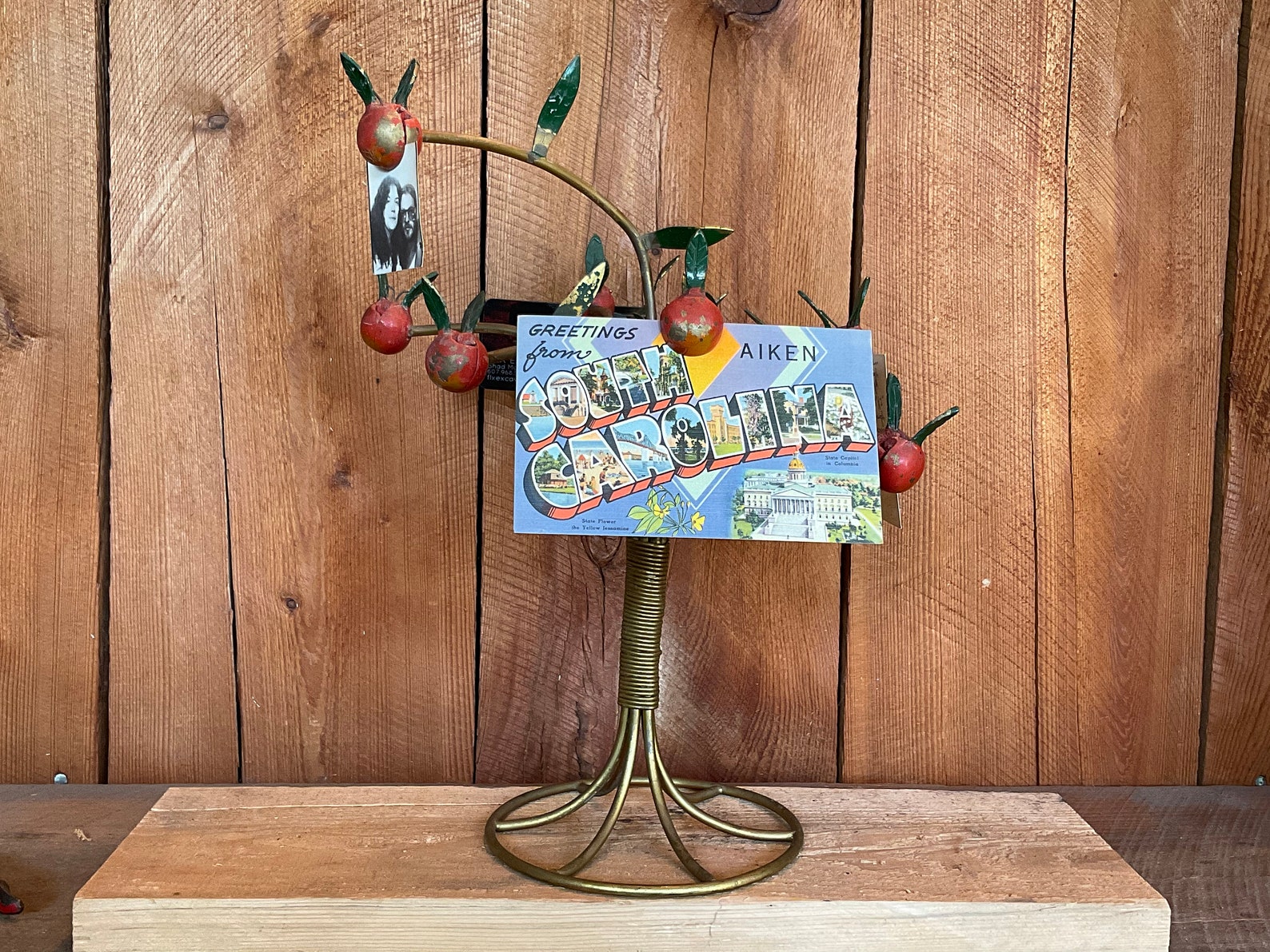 Vintage Brass Apple Tree Card Holder | Metal Recipe Card Stand | Rustic ...