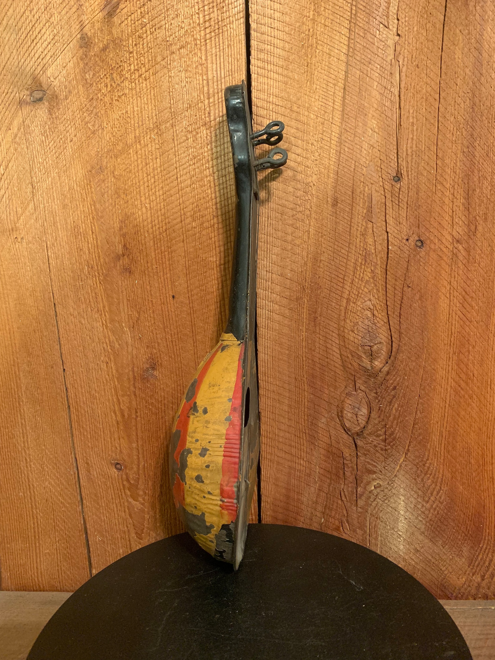 Vintage Painted Kids Tin Mandolin Rustic Metal Kids Toy Four String ...