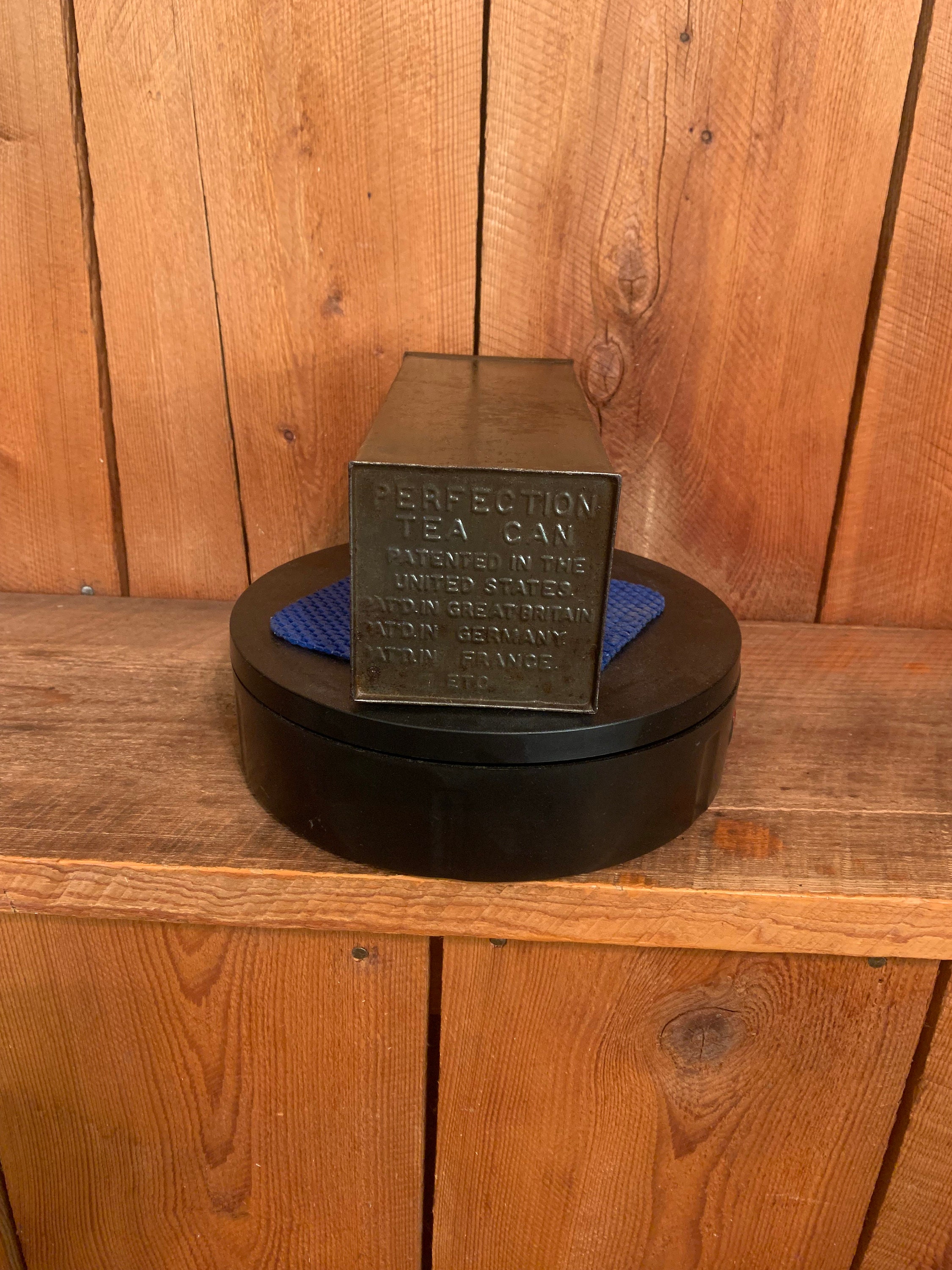 Vintage Perfection Tea Container With Spout Tall Square Tin Can Rare ...