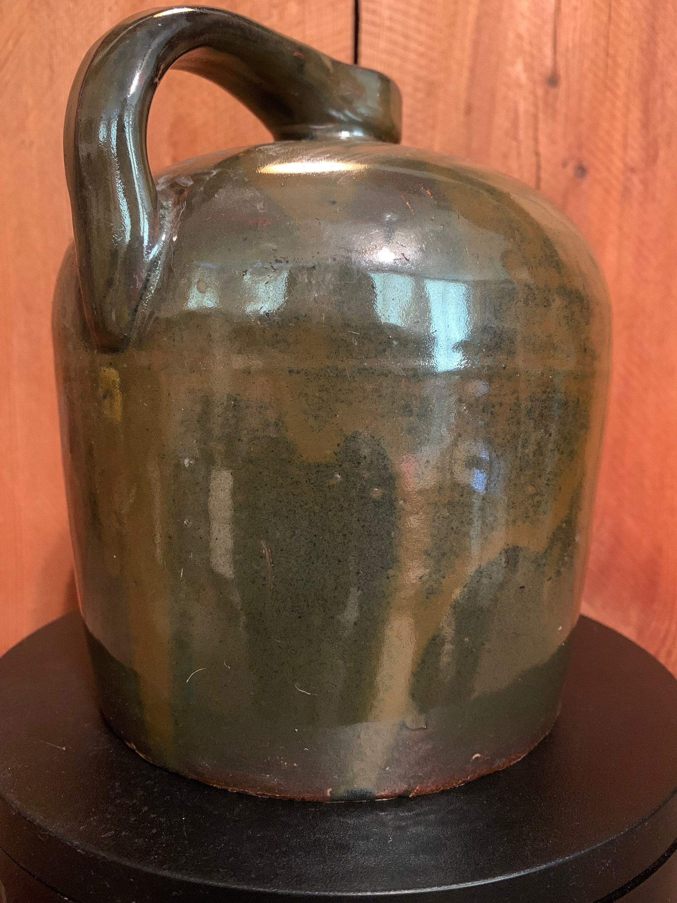 Vintage Brown Stoneware Jug | Primitive Crock Jug | Brown Glazed ...