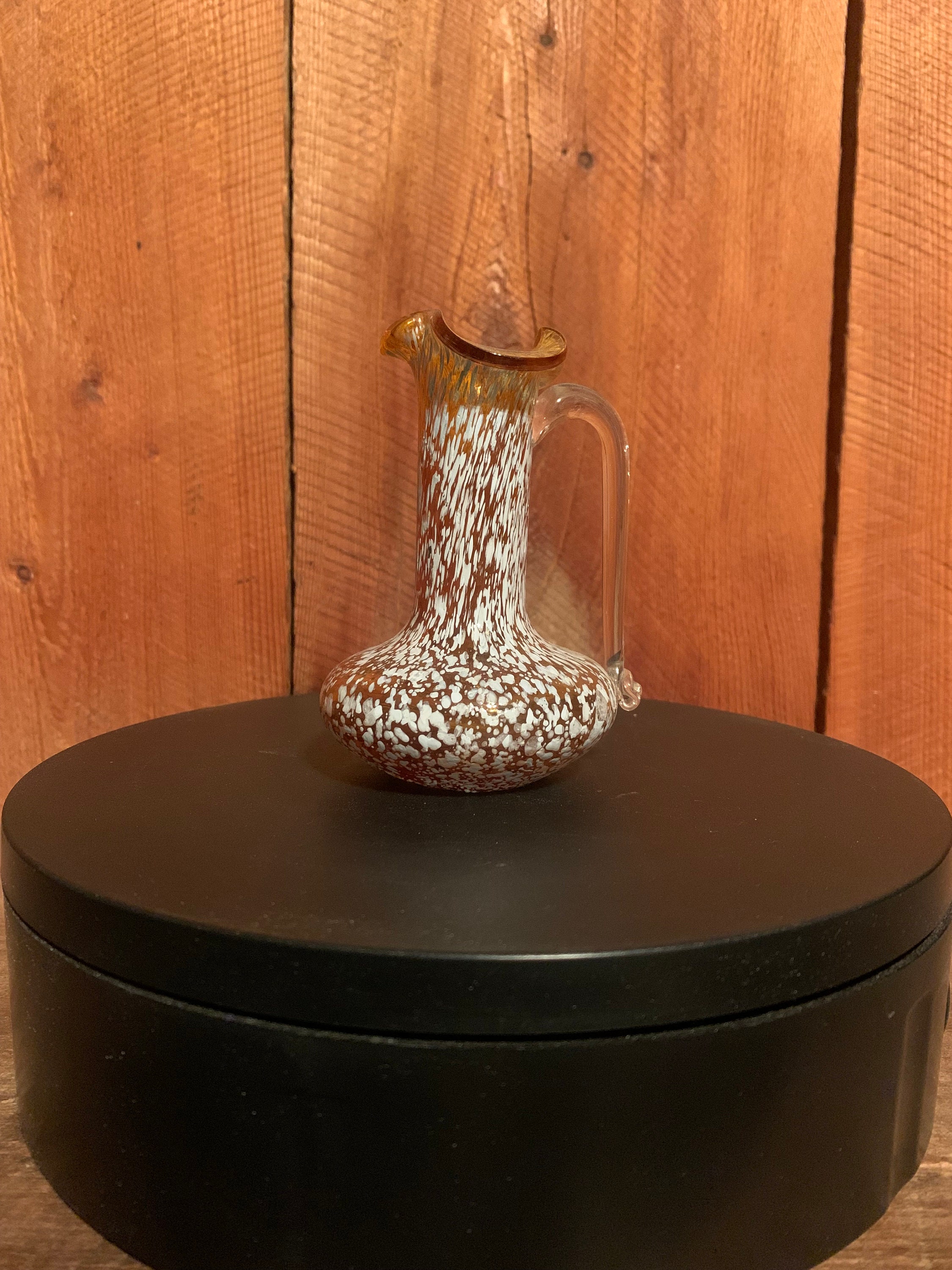 Vintage Mid Century Hand Blown Amber Pilgrim Glass Small Pitcher With ...