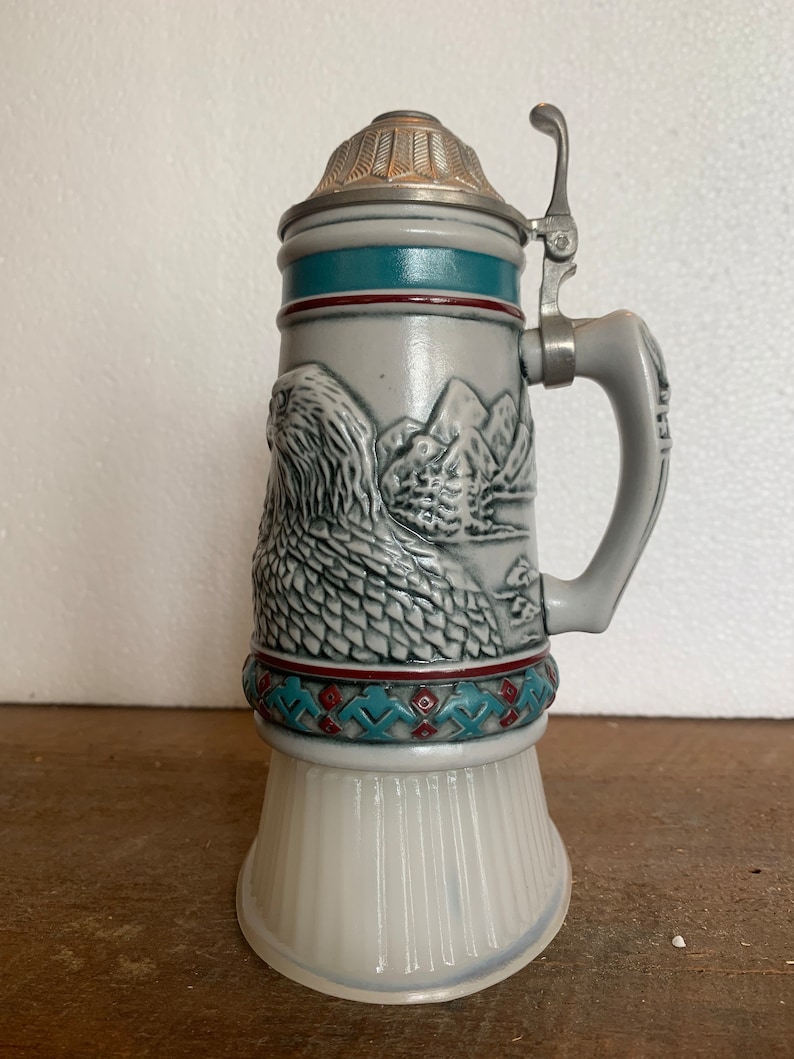 Vintage Ceramic Endangered Species Avon Steins | Small Lidded Mugs ...