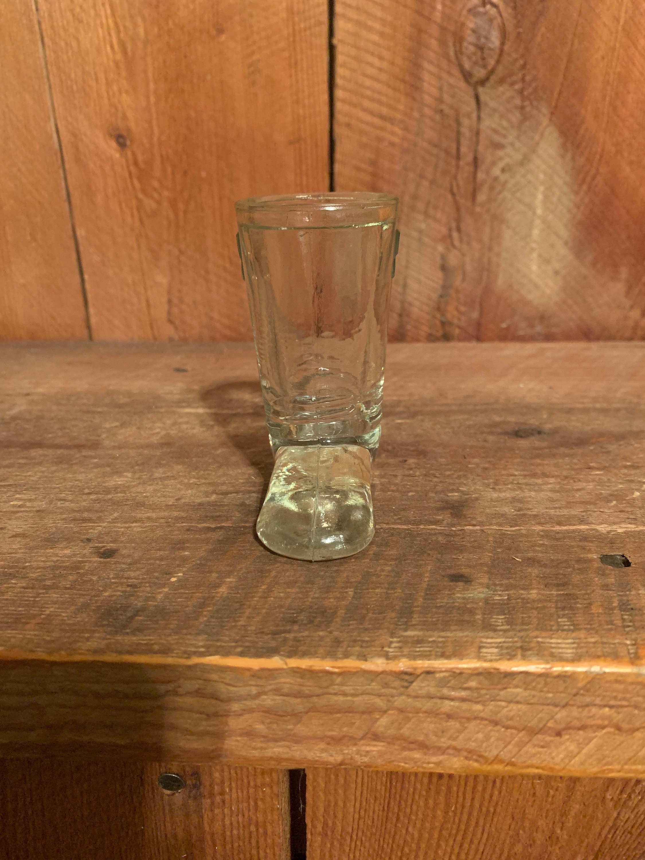Vintage Small Clear Glass Boot Holds One Ounce of Liquid Unique Shot ...