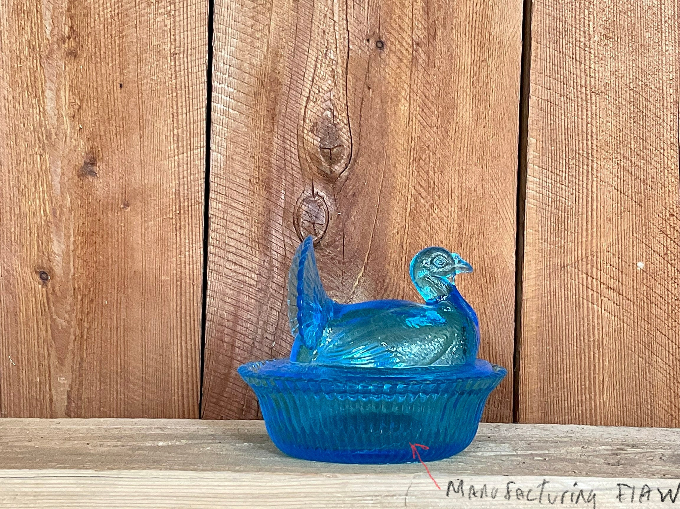 Vintage Glass Light Blue Transparent Turkey on A Nest Covered Dish ...