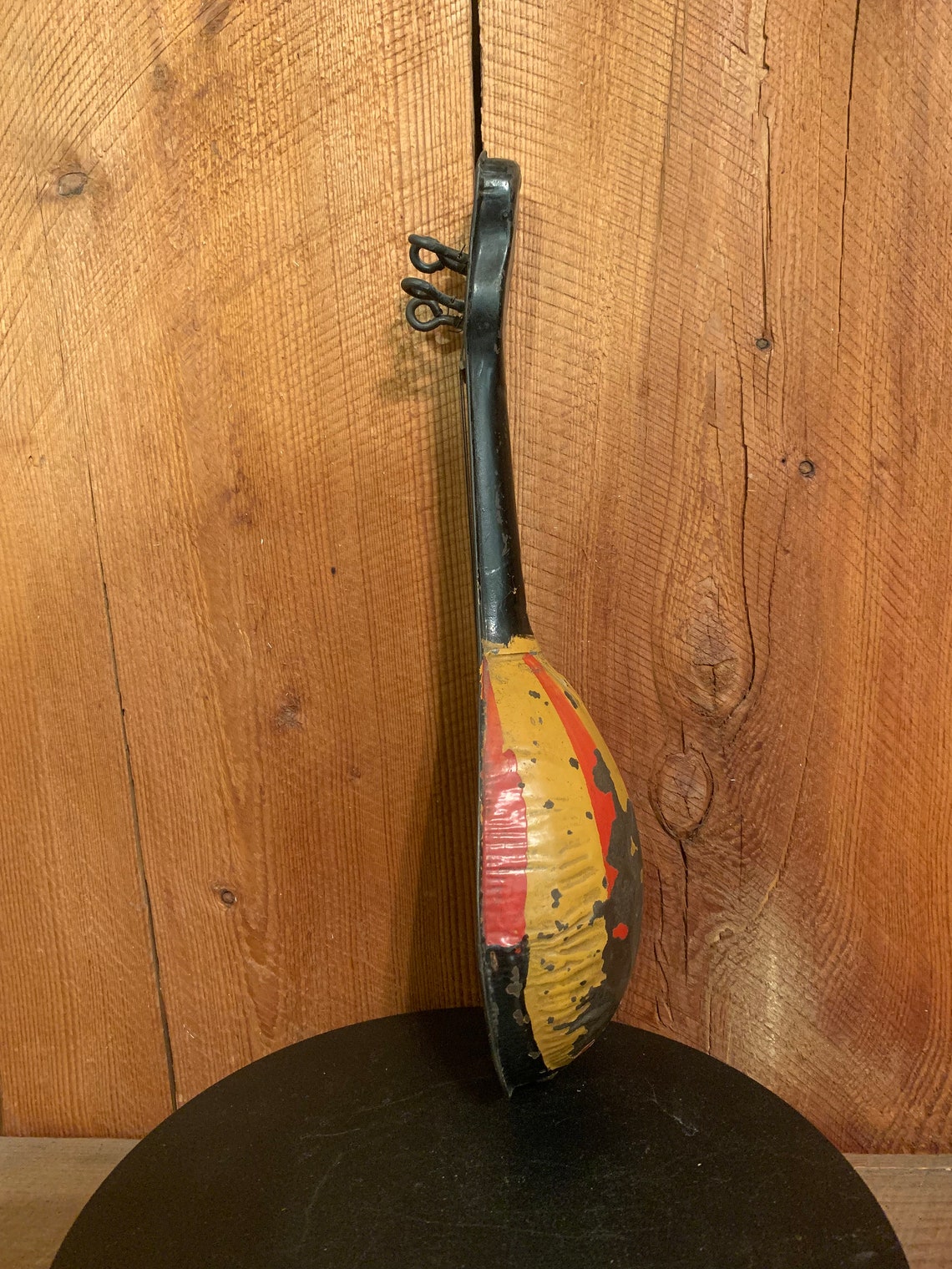 Vintage Painted Kids Tin Mandolin Rustic Metal Kids Toy Four String ...