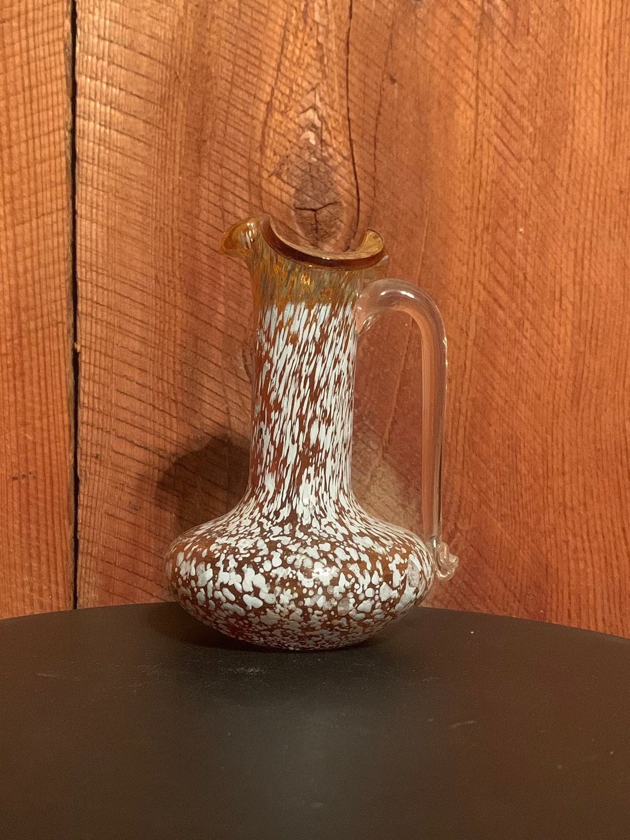 Vintage Mid Century Hand Blown Amber Pilgrim Glass Small Pitcher With ...