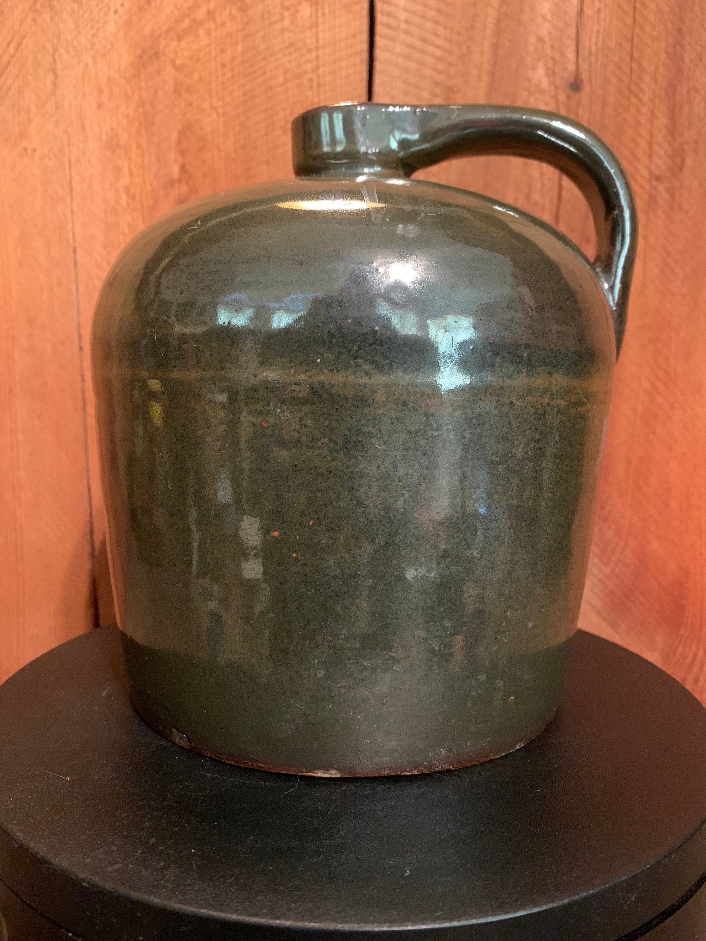Vintage Brown Stoneware Jug | Primitive Crock Jug | Brown Glazed ...