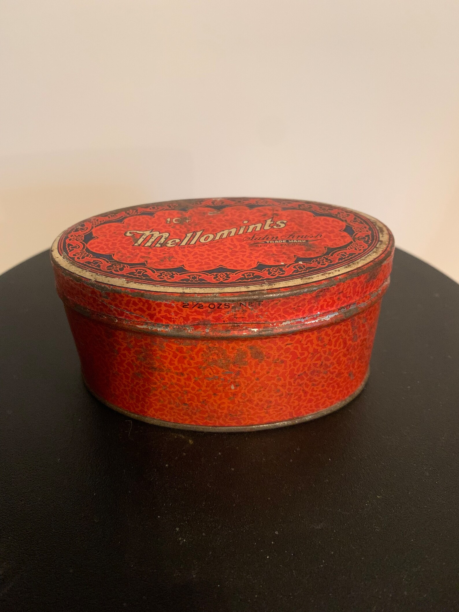 Vintage Small Oval Shaped Mellomints Tin Box | 1940s Orange Tin Can ...