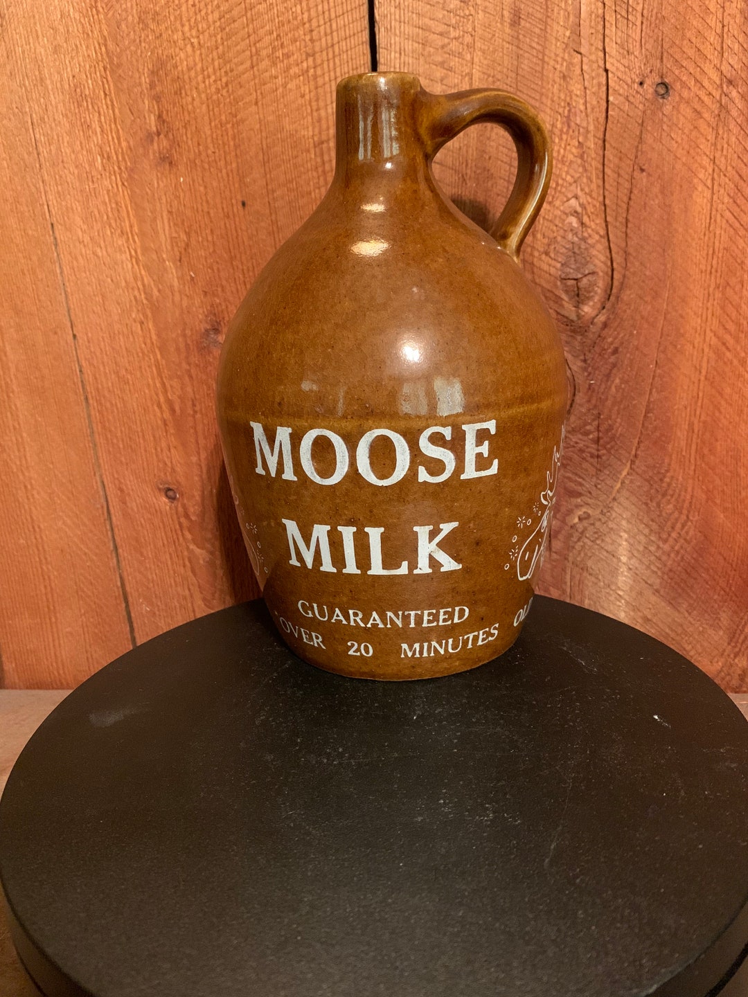 Vintage Brown Moose Milk Stoneware Jug Old Time Alcohol - Etsy