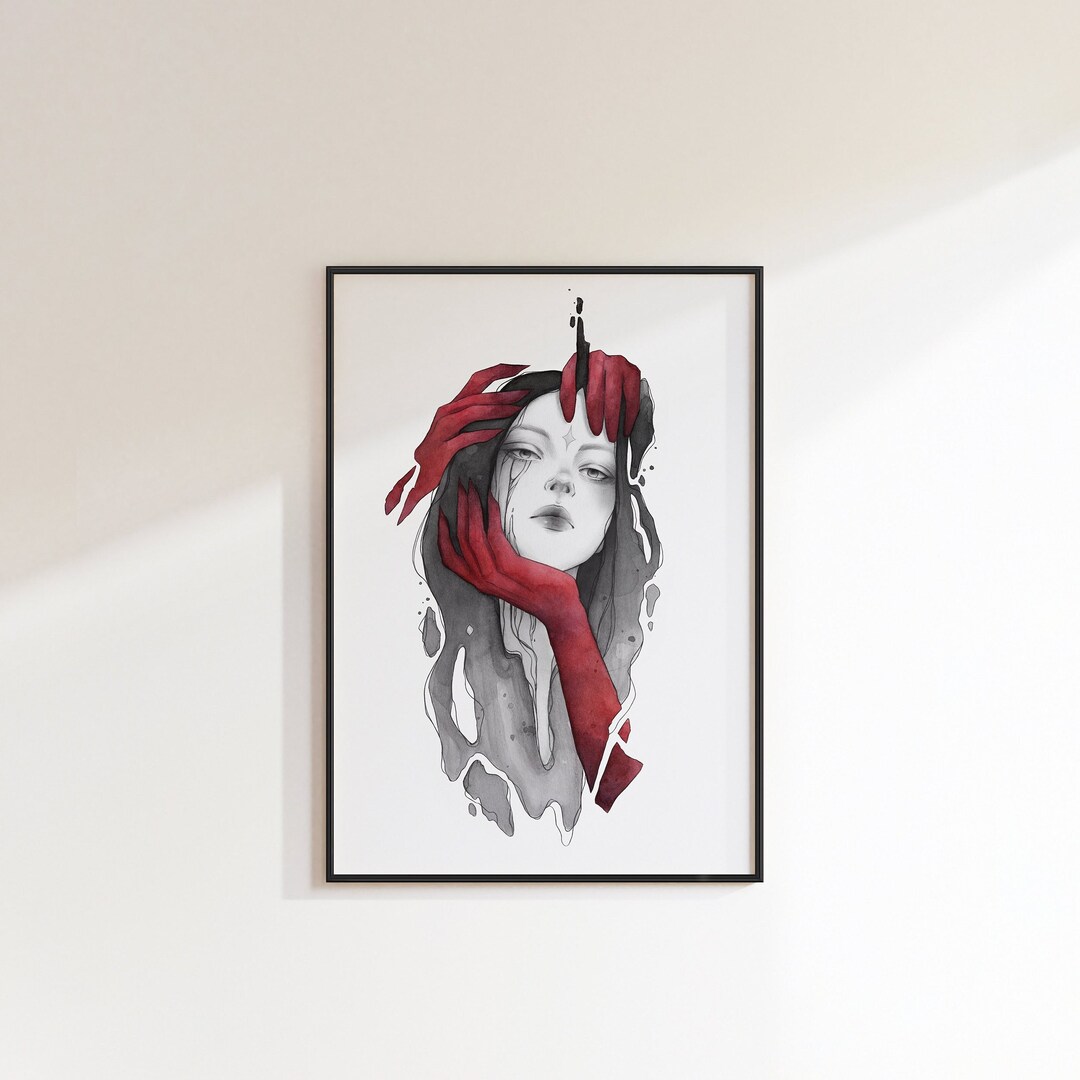 The Evil Within | Girl Portrait Abstract Watercolor Art Print - Etsy