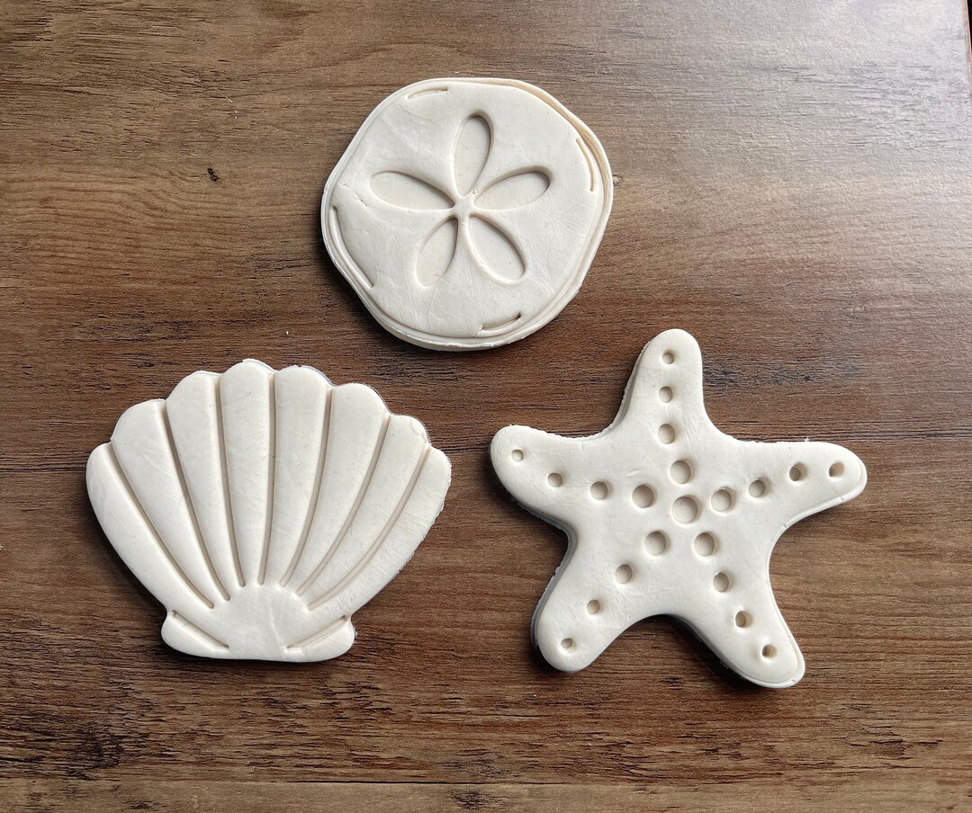 Summer Beach Theme Cookie Cutter and Stamp Set - Seashell - Sand Dollar ...