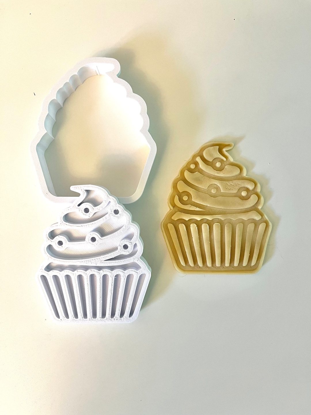 Cupcake Cookie Cutter and Stamp With Details - Dough - Cutout Cookies ...