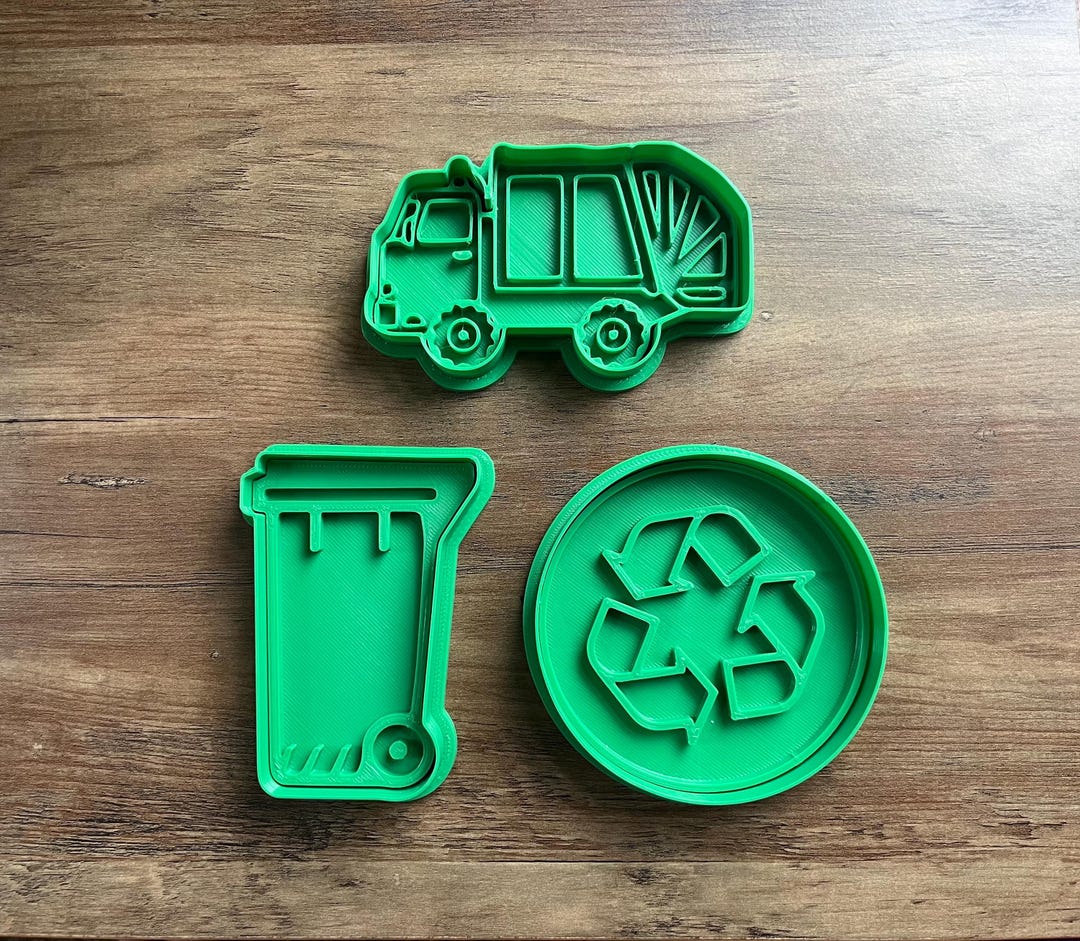 Trash Truck Cookie Cutter and Stamp Set - Garbage Truck - Recycling ...